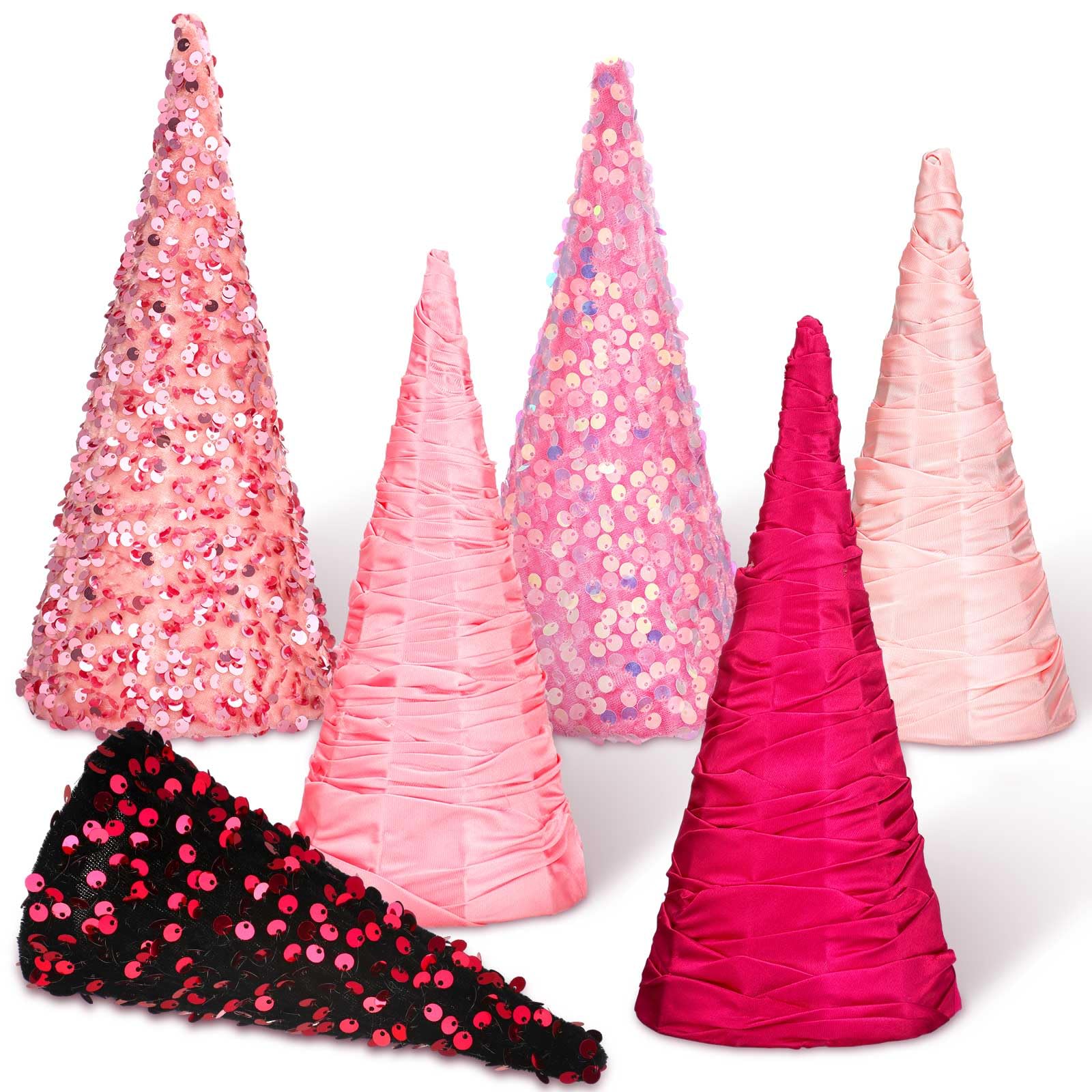 Amazon.com: Kigley 6 Pcs Pink Valentine Day Tree Cone Decor 3 Various ...