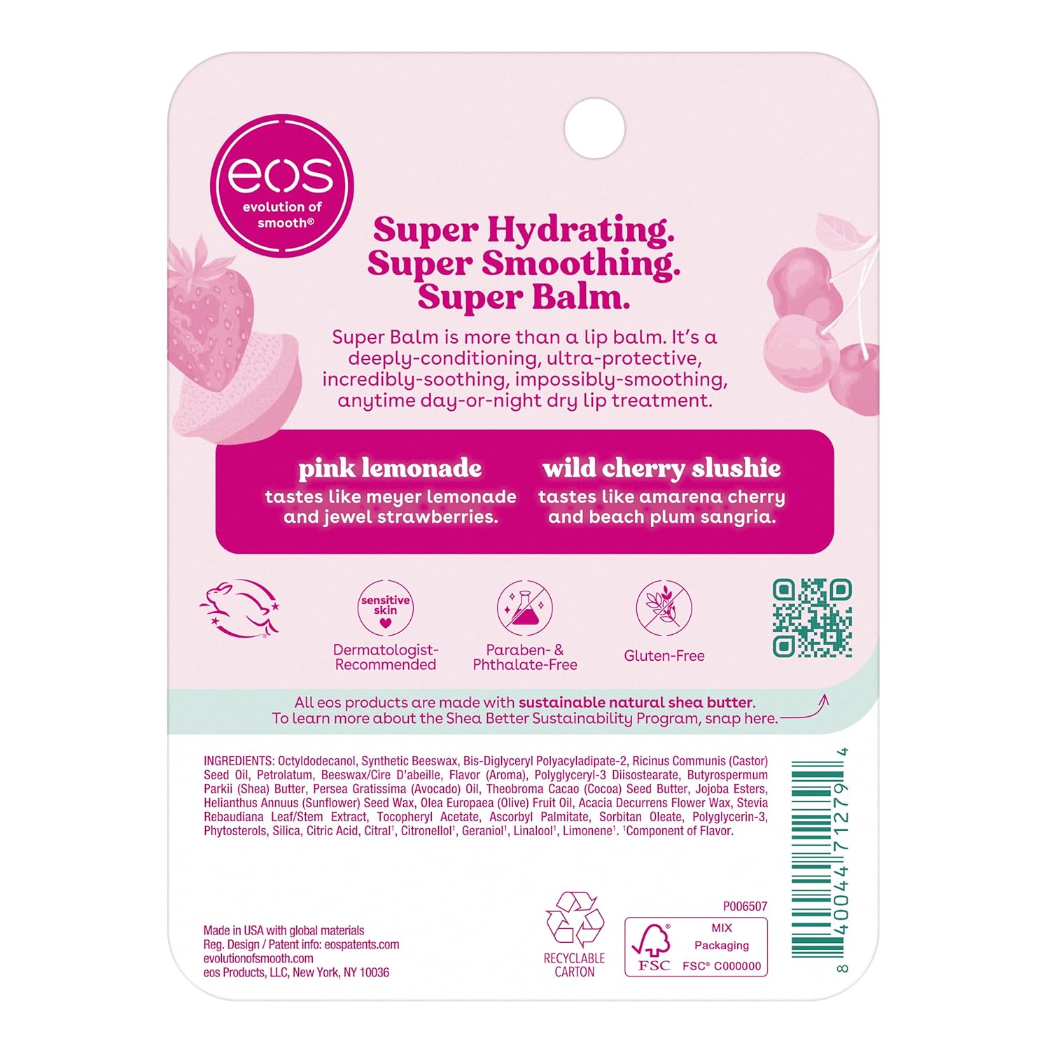 eos 24H Moisture Super Balm- Limonada rosa y cereza silvestre ...