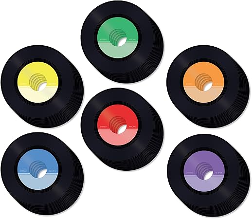 Amazon.com: 72pcs Vinyl Record Cutouts 7" | Disco Party Decorations ...