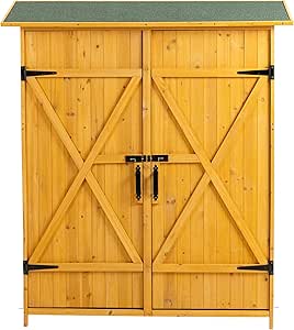 HomVent Wooden Storage Shed, Outdoor Storage Shed Cabinet Fir Wood ...