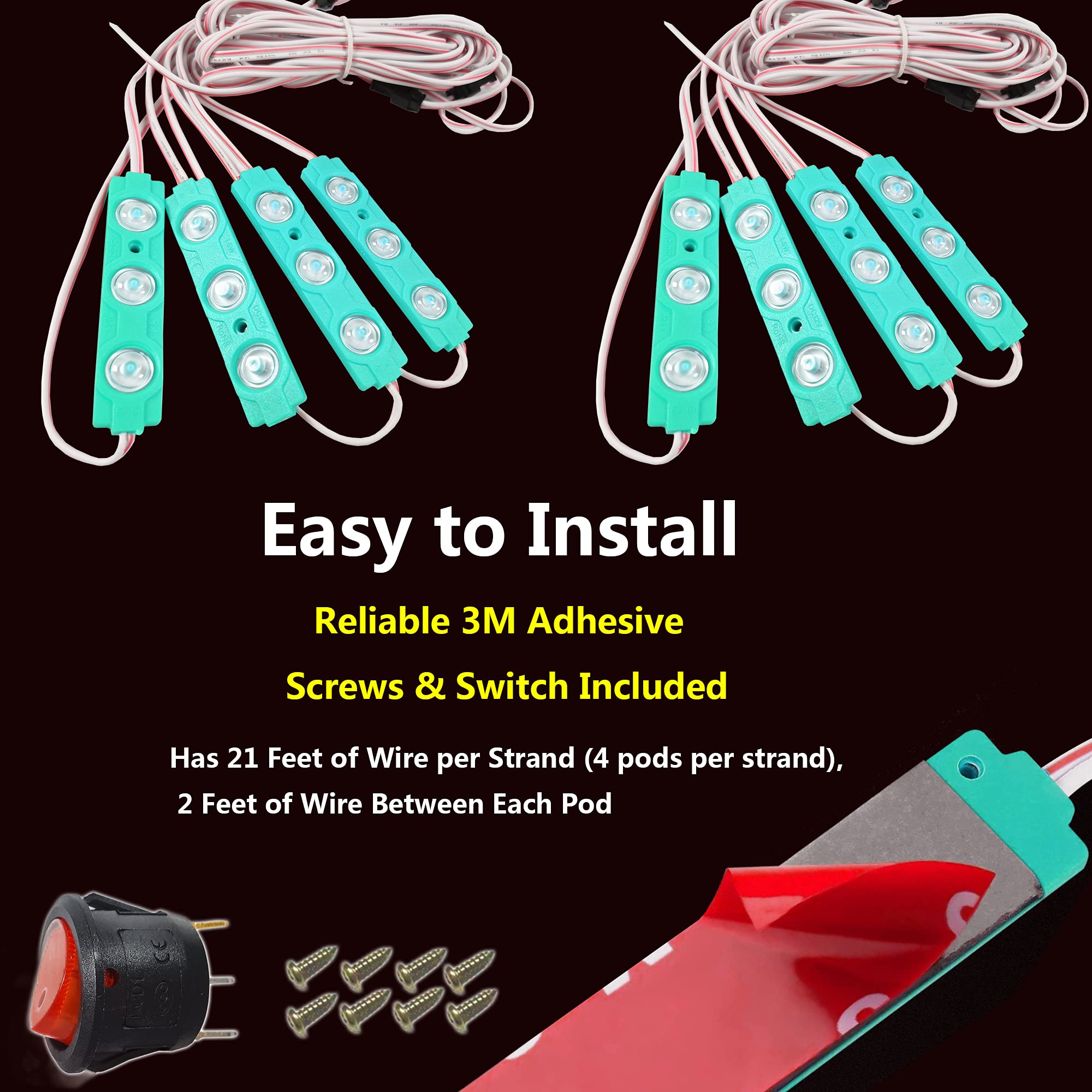 Snapklik.com : UWDESY 8PCS Green LED Boat Interior Lights,24 LEDs Deck ...