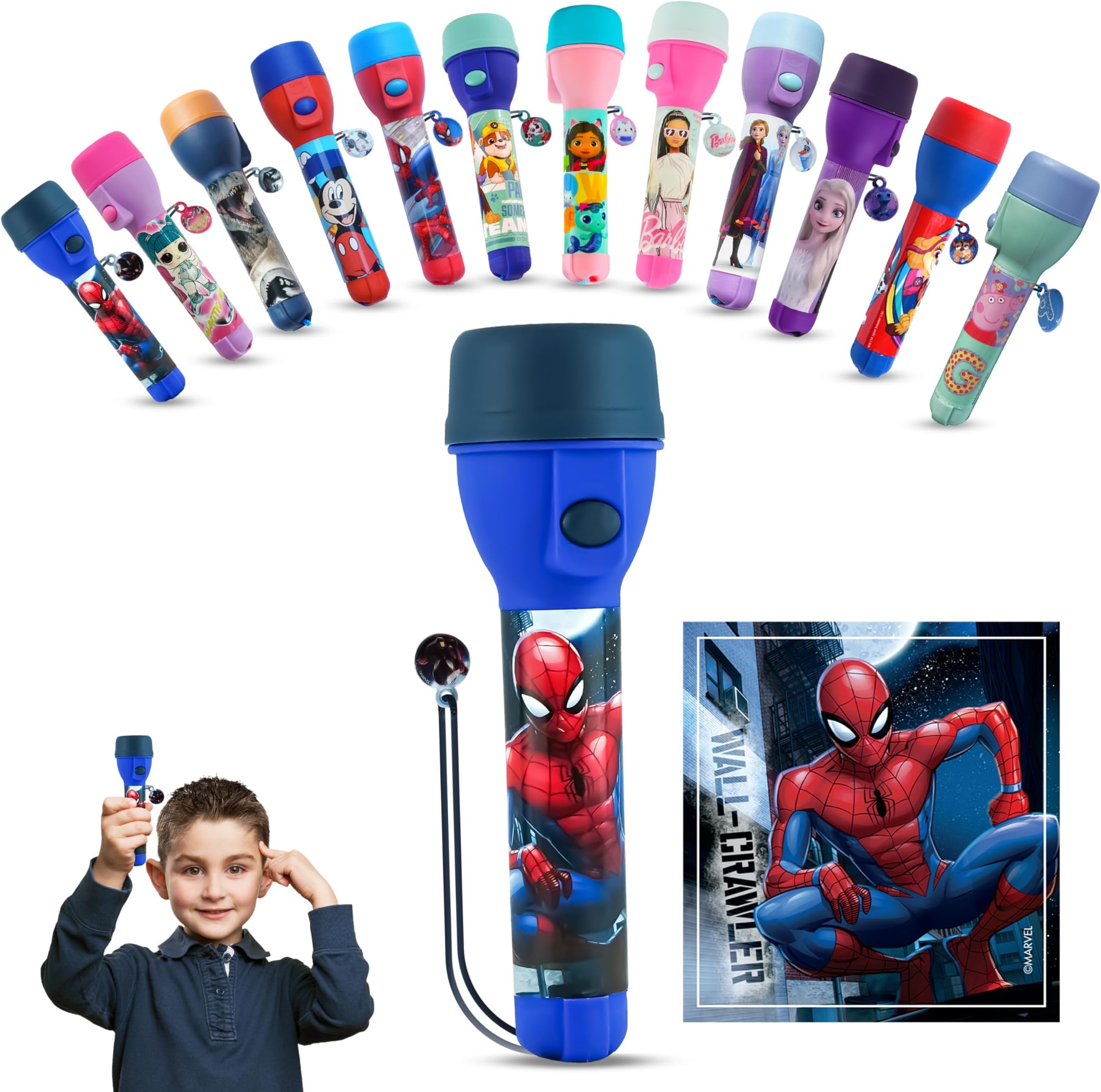 SRV Hub 16cm Spiderman Big Torch, Water-Resistant Design LED Flashlight ...