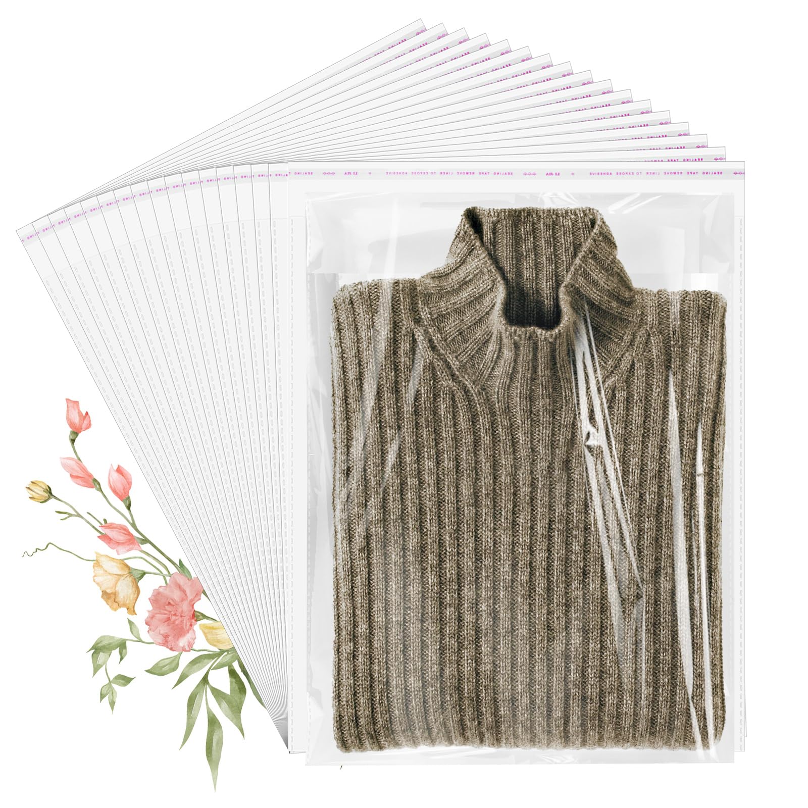 Amazon.com: 100 Pcs Clear Poly Bags, 14x20 Inches Cellophane Bags ...