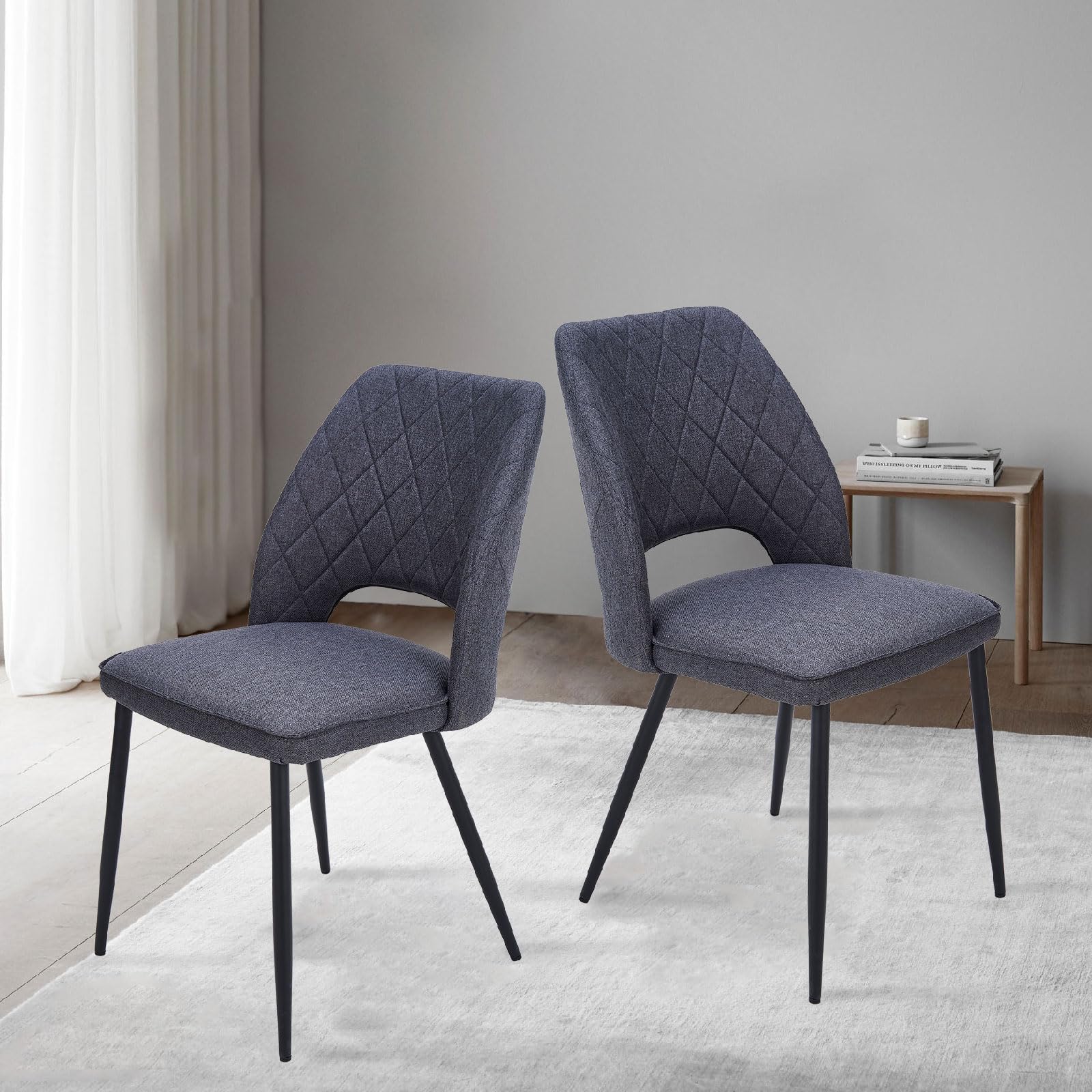 Amazon｜E-WIN ダイニングチェア 2脚セット 2点 セット チェア 椅子 食卓 布 ファブリック ナチュラル DC-GY｜ダイニングセット オンライン通販