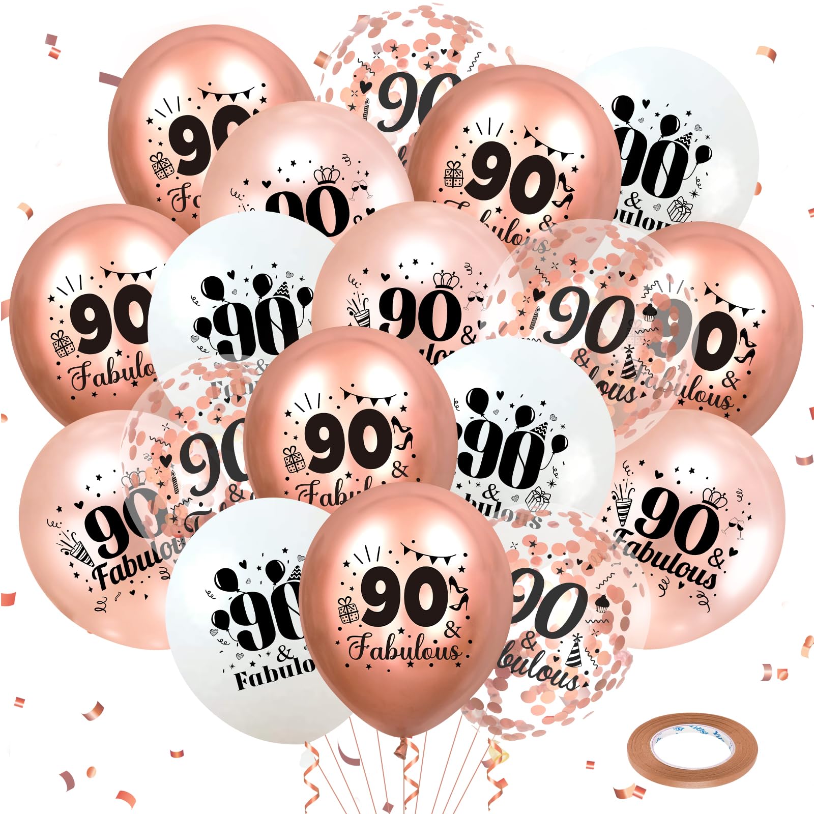 Amazon.com: 90th Birthday Balloons for Women Rose Gold 90 & Fabulous ...
