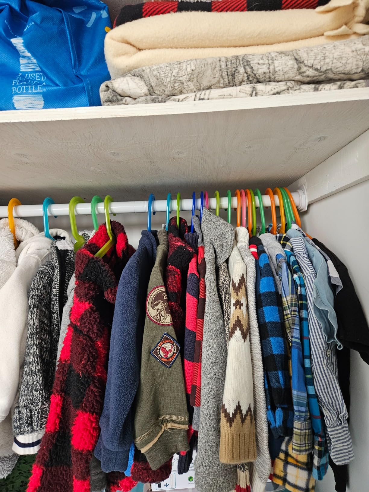 White Closet Rod 28-74 Inches, No Drilling Closet Rod Extender Hanging ...