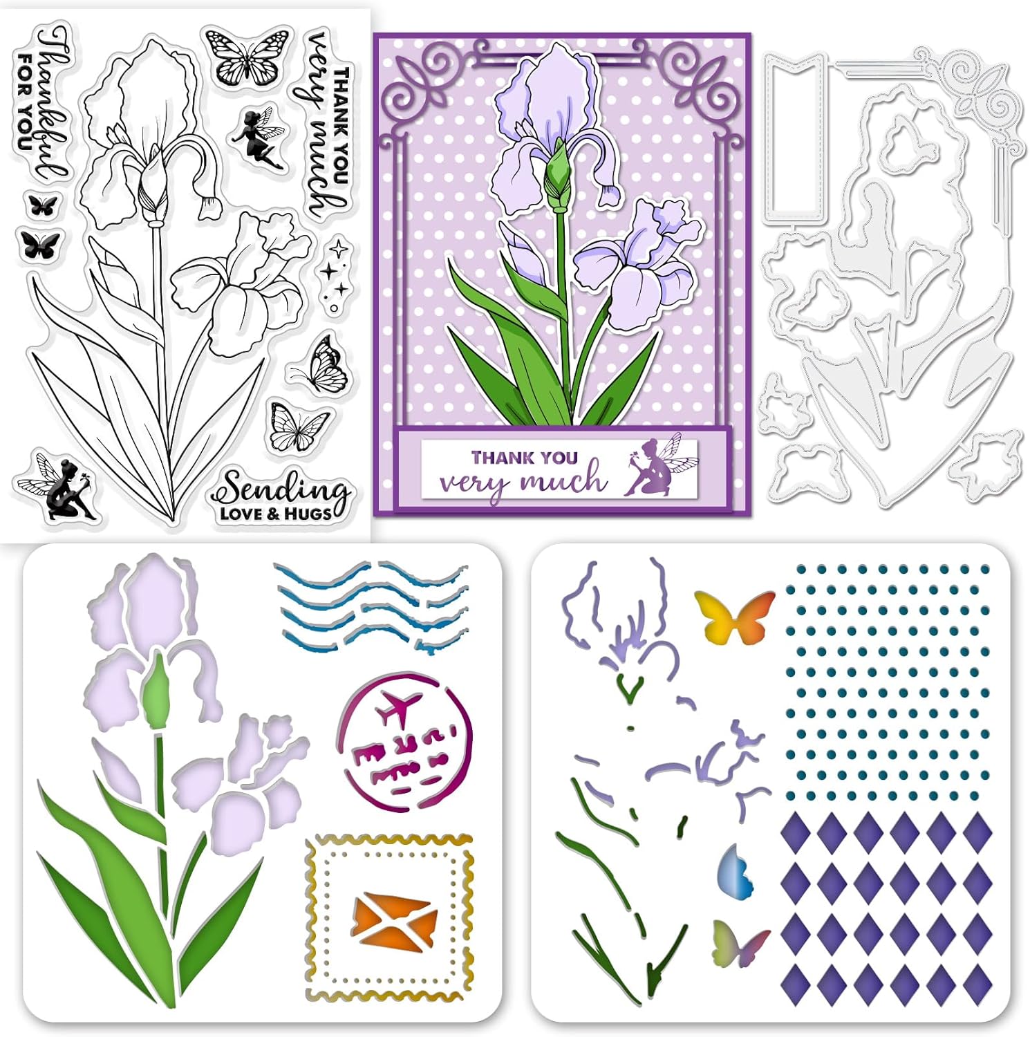 Amazon.com: GLOBLELAND Layered Iris Theme Silicone Clear Stamps Metal Layering Iris Elves ...