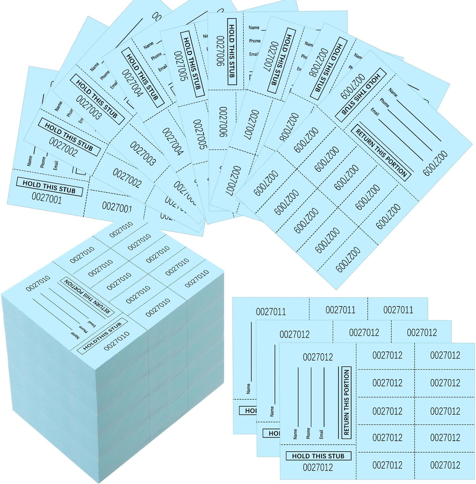 Amazon.com : Kosiz 600 Sheet Raffle Ticket Sheet with 10 Bid Numbers ...