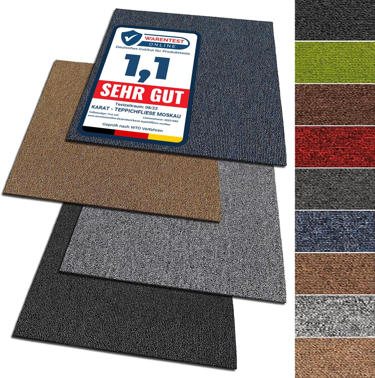 Floordirekt Carpet Tile, Moscow (50 x 50 cm) Loose Laying Bitumen Back ...