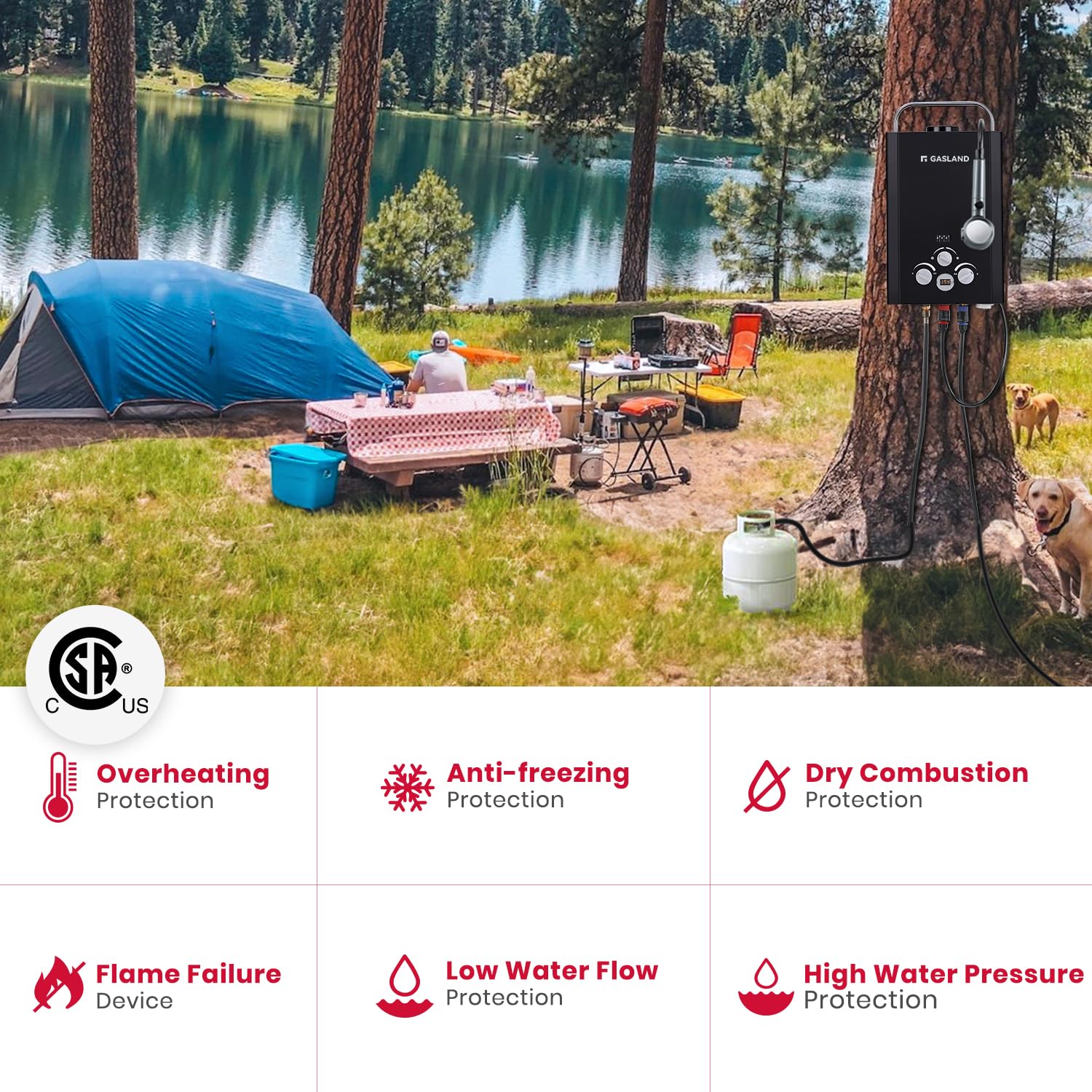 Snapklik.com : GASLAND 6L 1.58GPM Portable Propane Tankless Water Heater