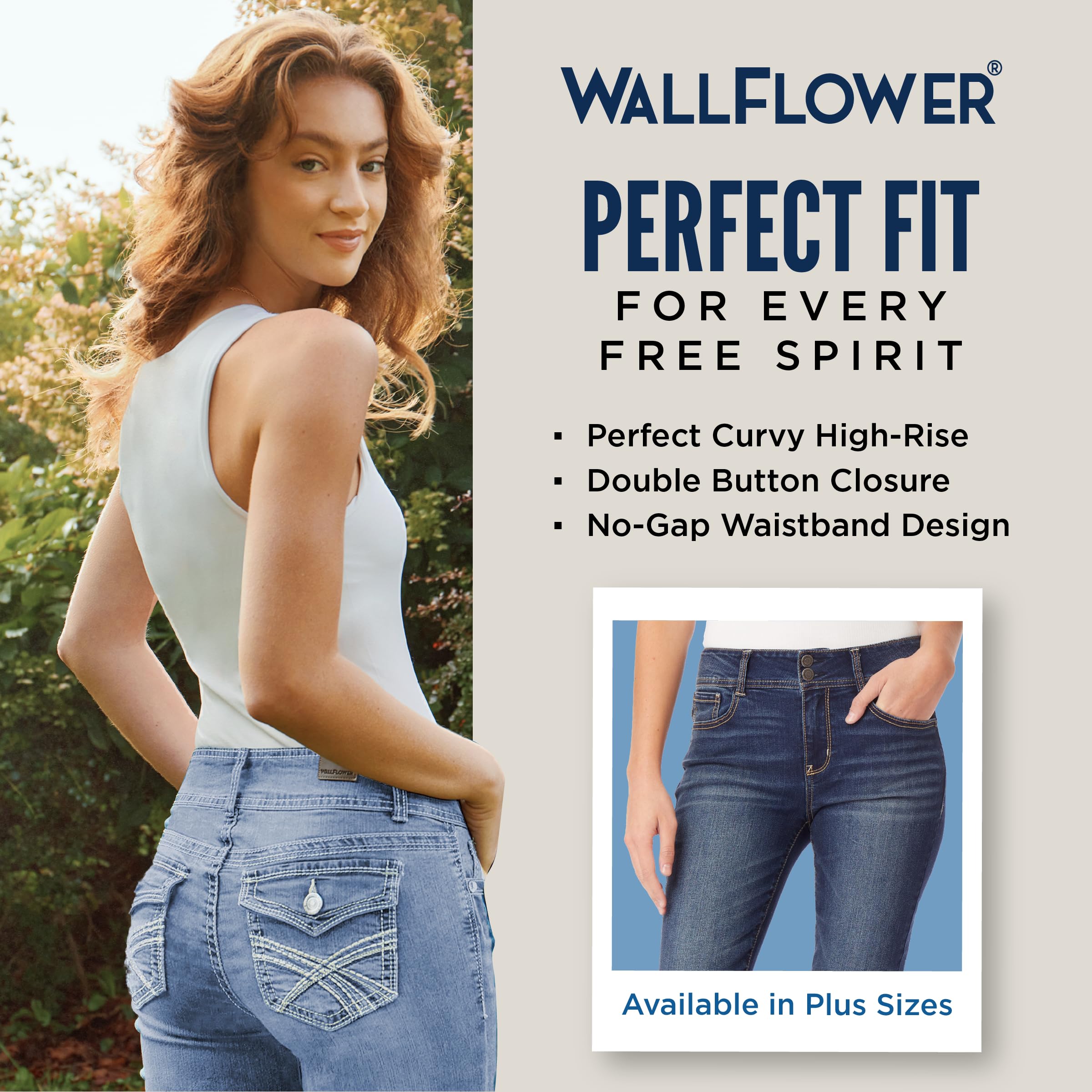 Snapklik.com : WallFlower Womens Size Flirty Curvy Crop High-Rise Insta ...