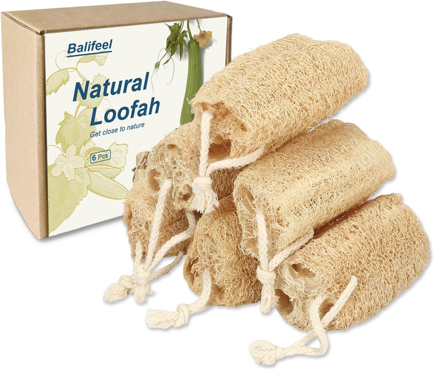 Amazon.com: Natural Loofah Sponge Organic Loofa Set,Exfoliating Body ...