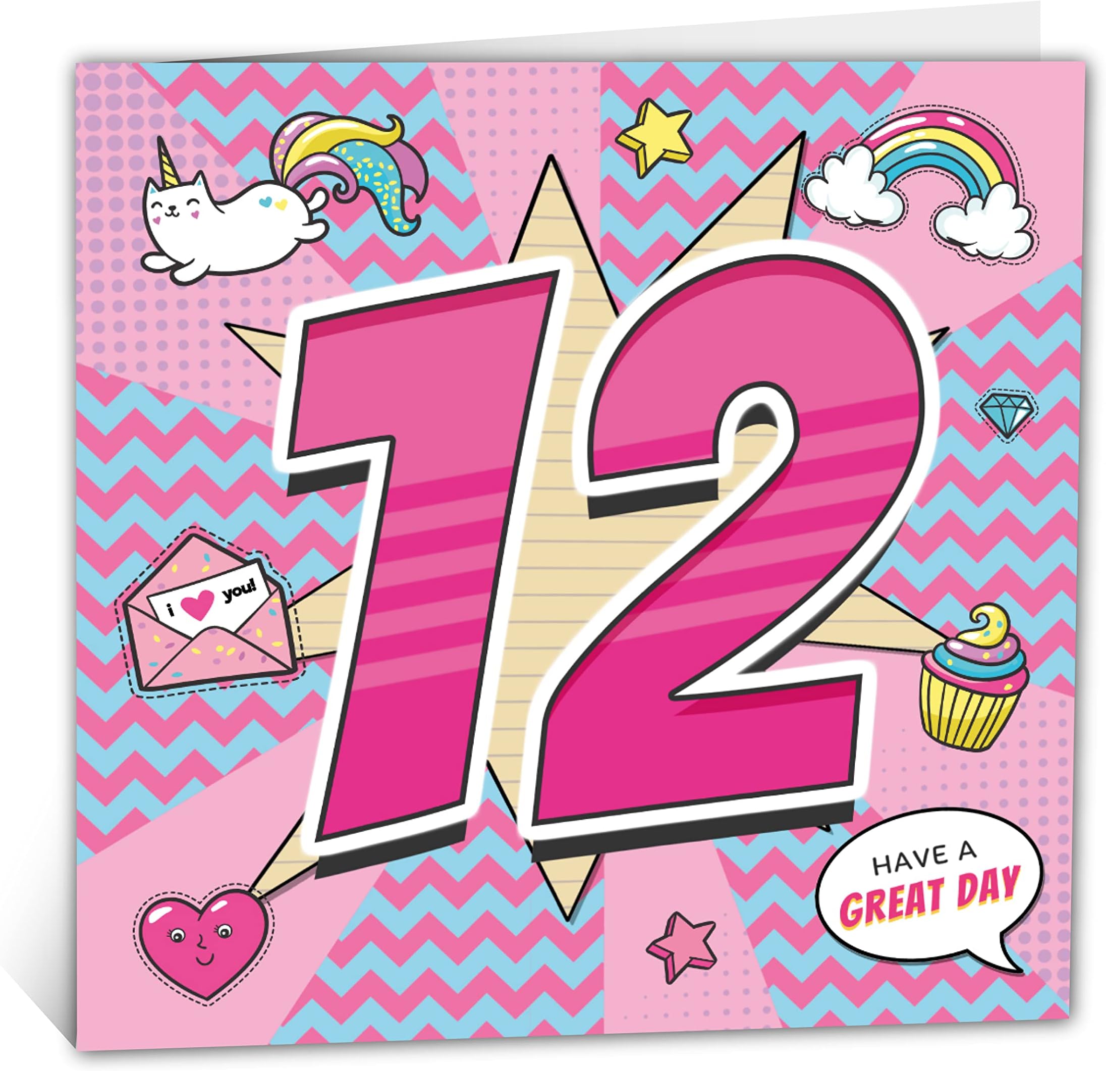 Age 12 Girl Birthday Card | 12-Year-Old Supergirl Notepad Sticker Style ...