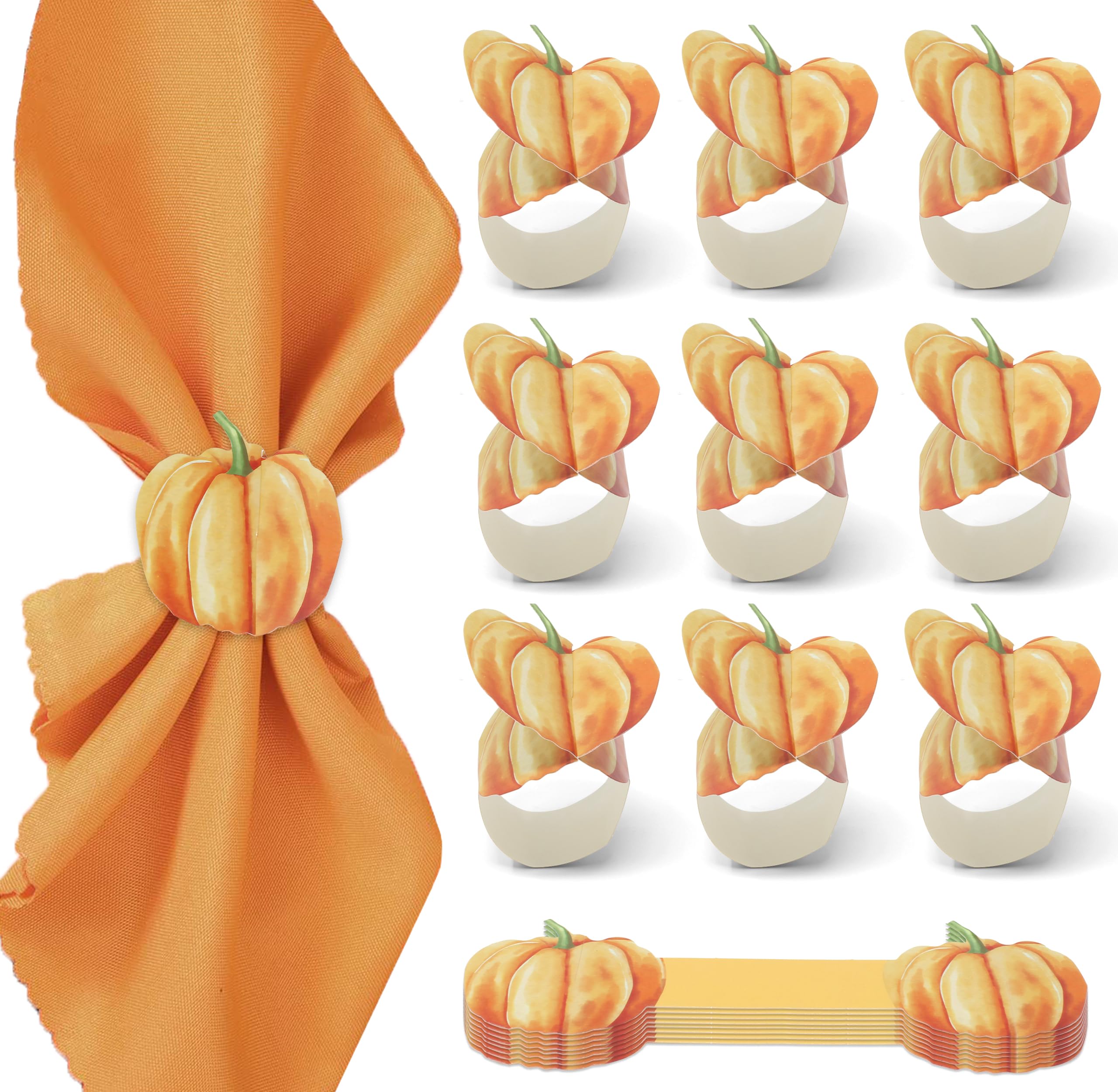 Amazon.com: 100 Pcs Thanksgiving Paper Napkin Rings Harvest Pumpkin ...