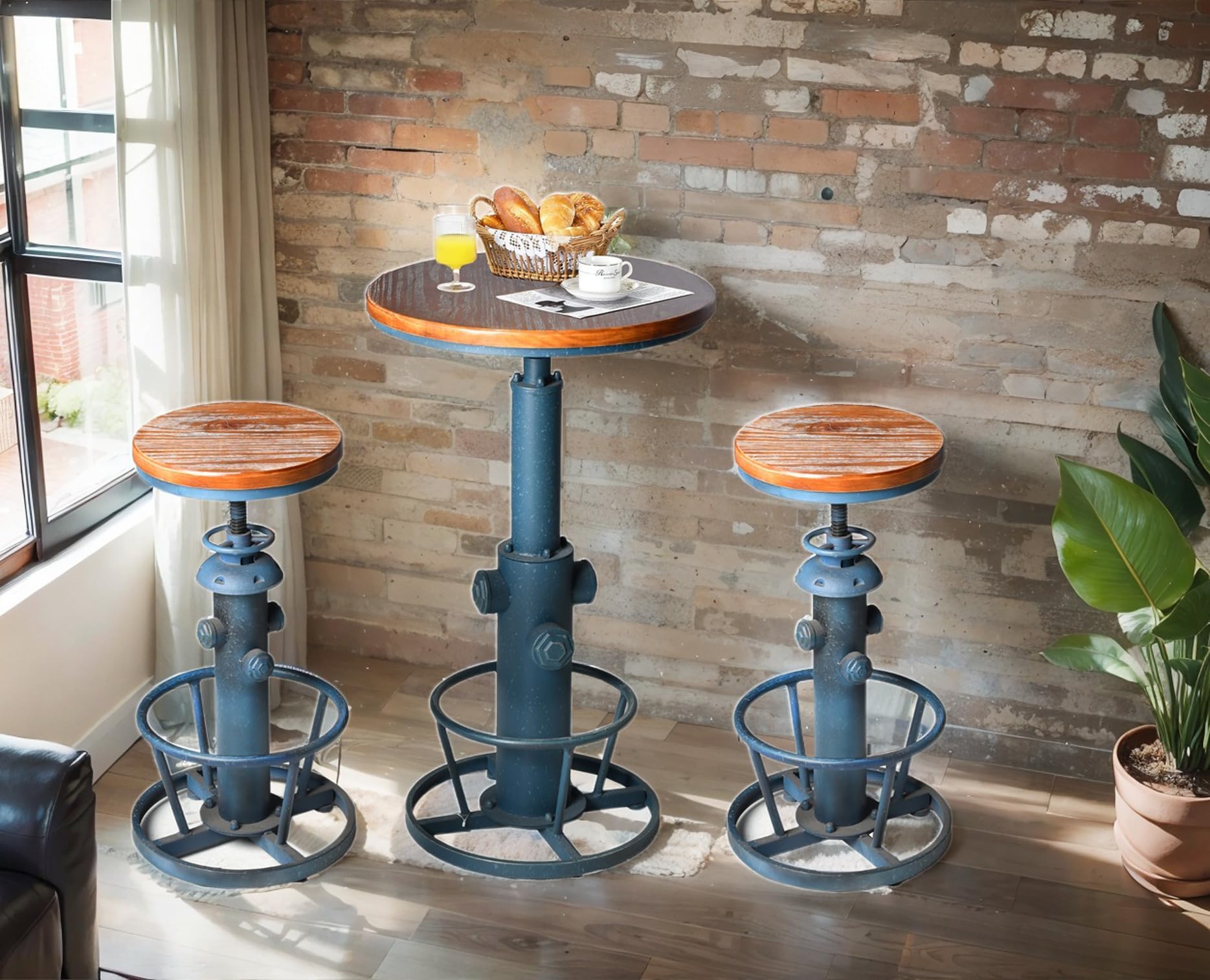 Amazon.com - Topower 3 Piece Pub bar Set Retro Round bar Table and ...