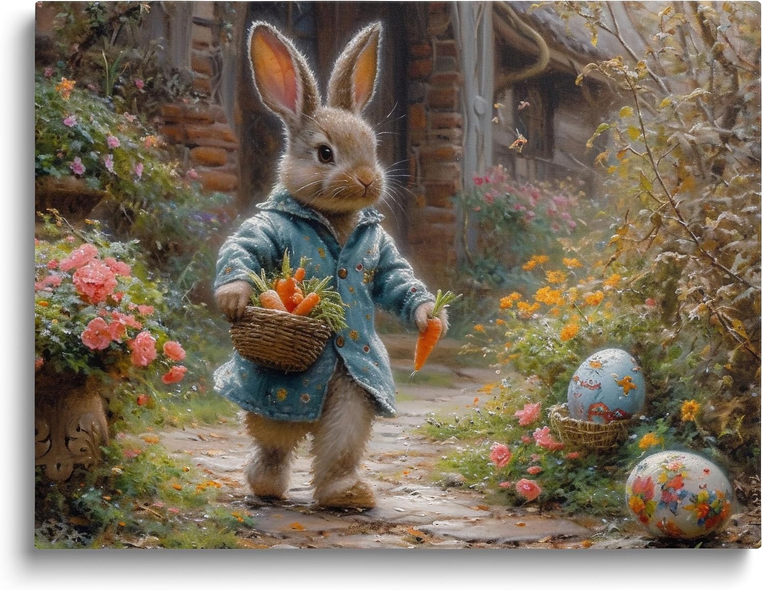 Amazon.com: CINORD Easter Rabbit Art Prints, Easter Bunny at Spring ...
