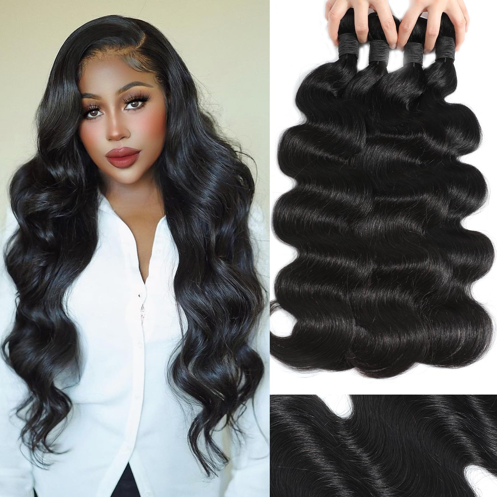 Amazon.com : 12A Deep Wave Bundles Human Hair 18 20 22 Inch Brazilian ...