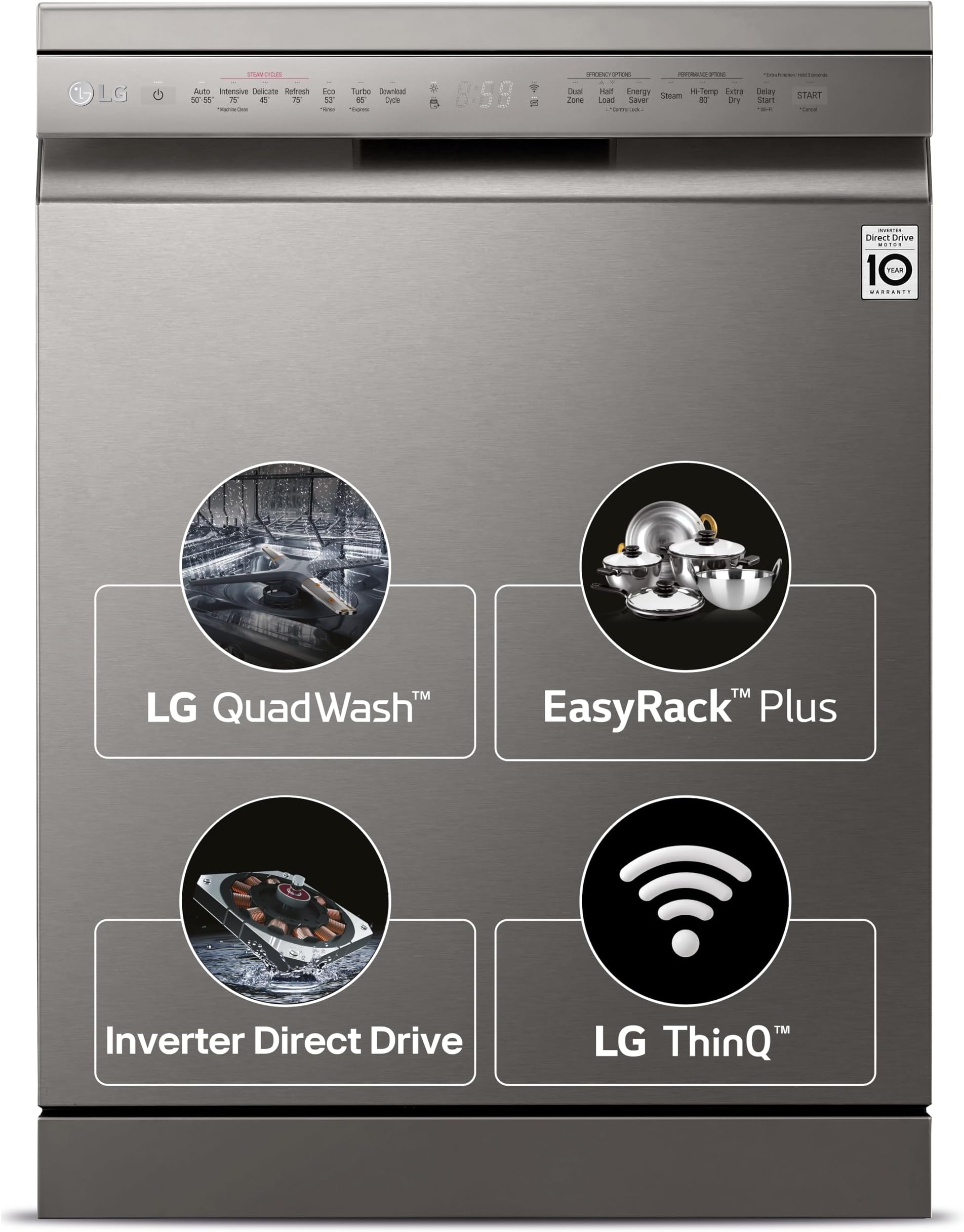 LG 14 Place Setting Free Standing Dishwasher with QuadWash, EasyRack ...