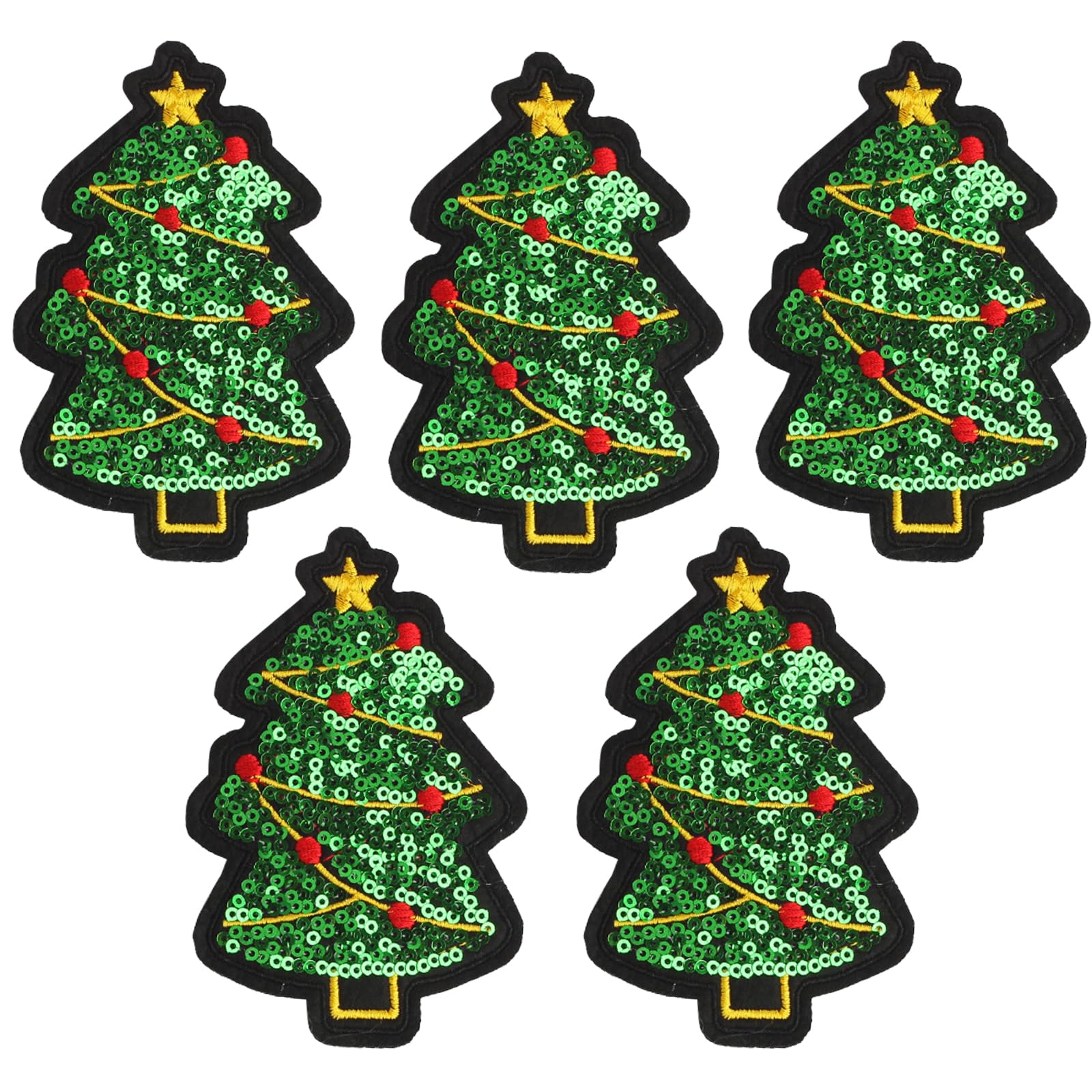 Amazon.com: Kistreao Christmas Iron on Patches Sequins Christmas Tree ...