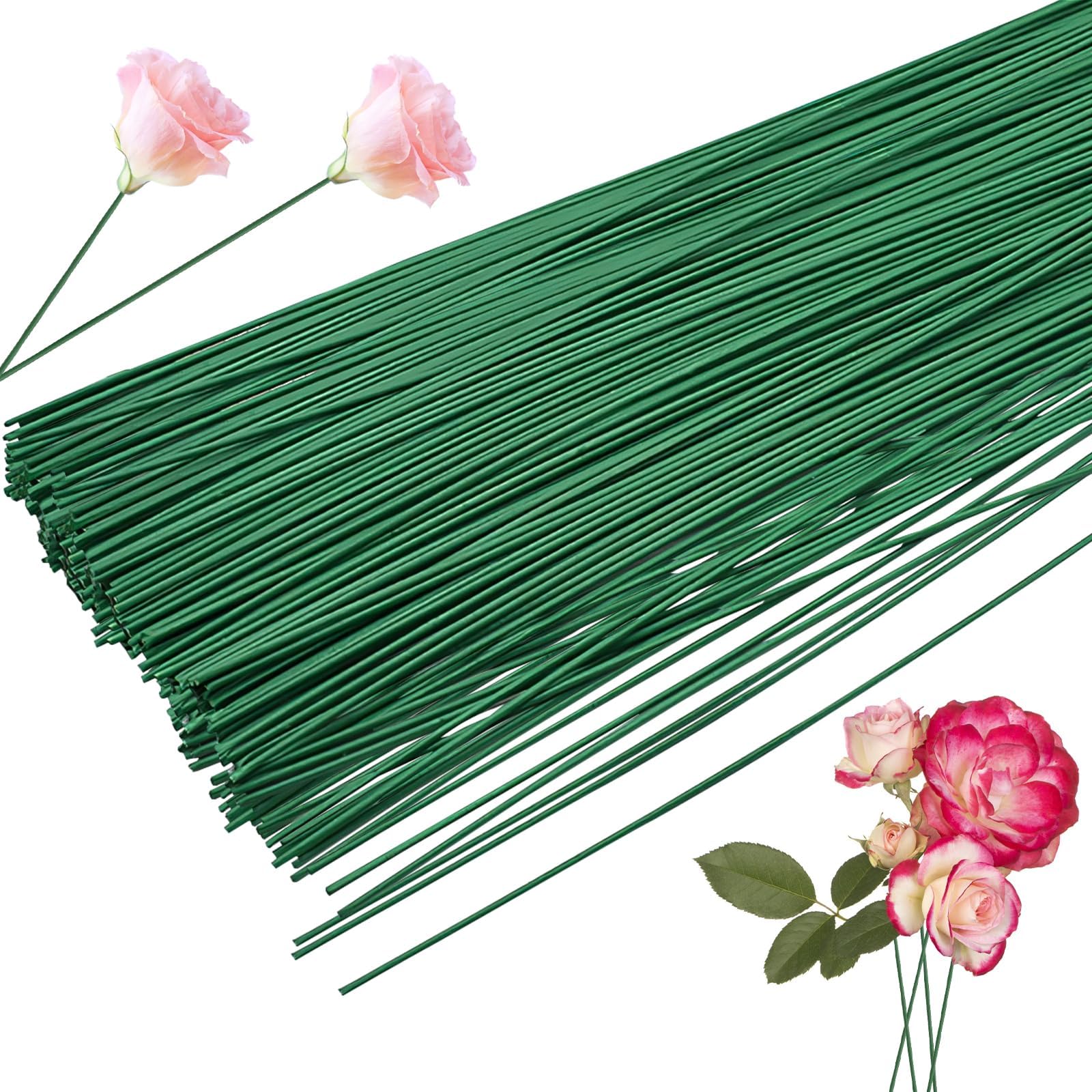 Amazon.com: KCHEX Green Crafting Floral Stem Wire 14 Inch 18 Gauge 200 ...