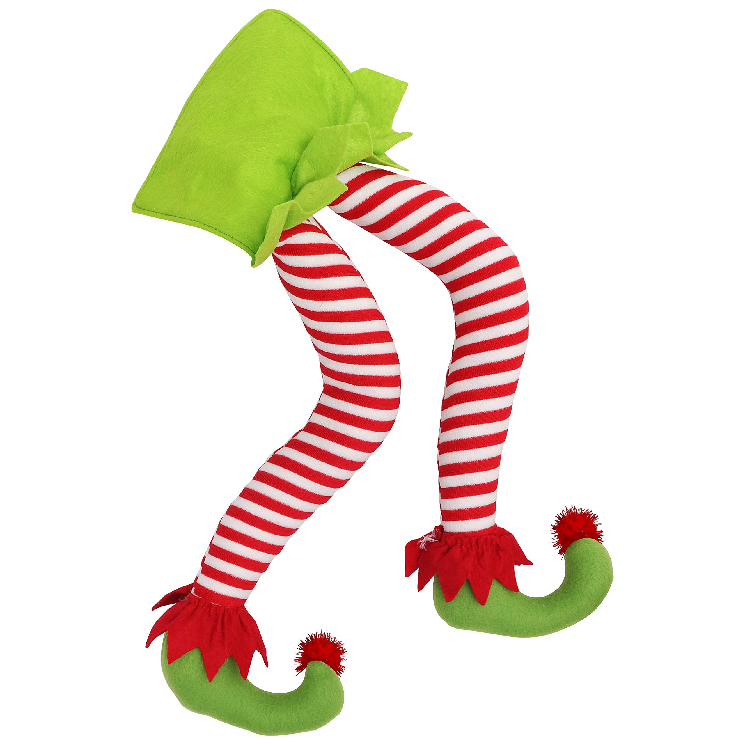 BELLE VOUS Elf Legs Christmas Tree Decorations - 50cm Striped Stuffed ...