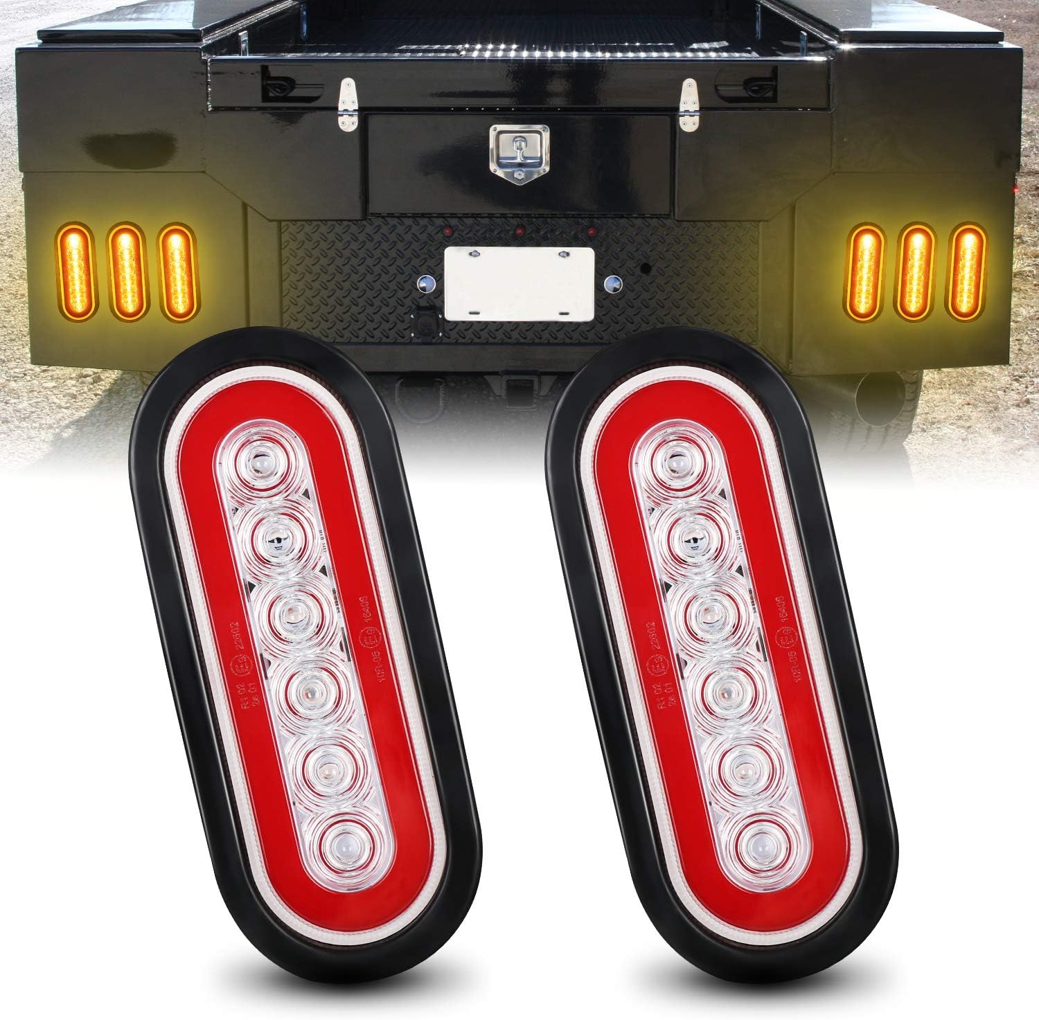 Amazon.com: Aaiwa 6" Oval Amber LED Trailer Tail Lights 2PCS, Turn Stop ...