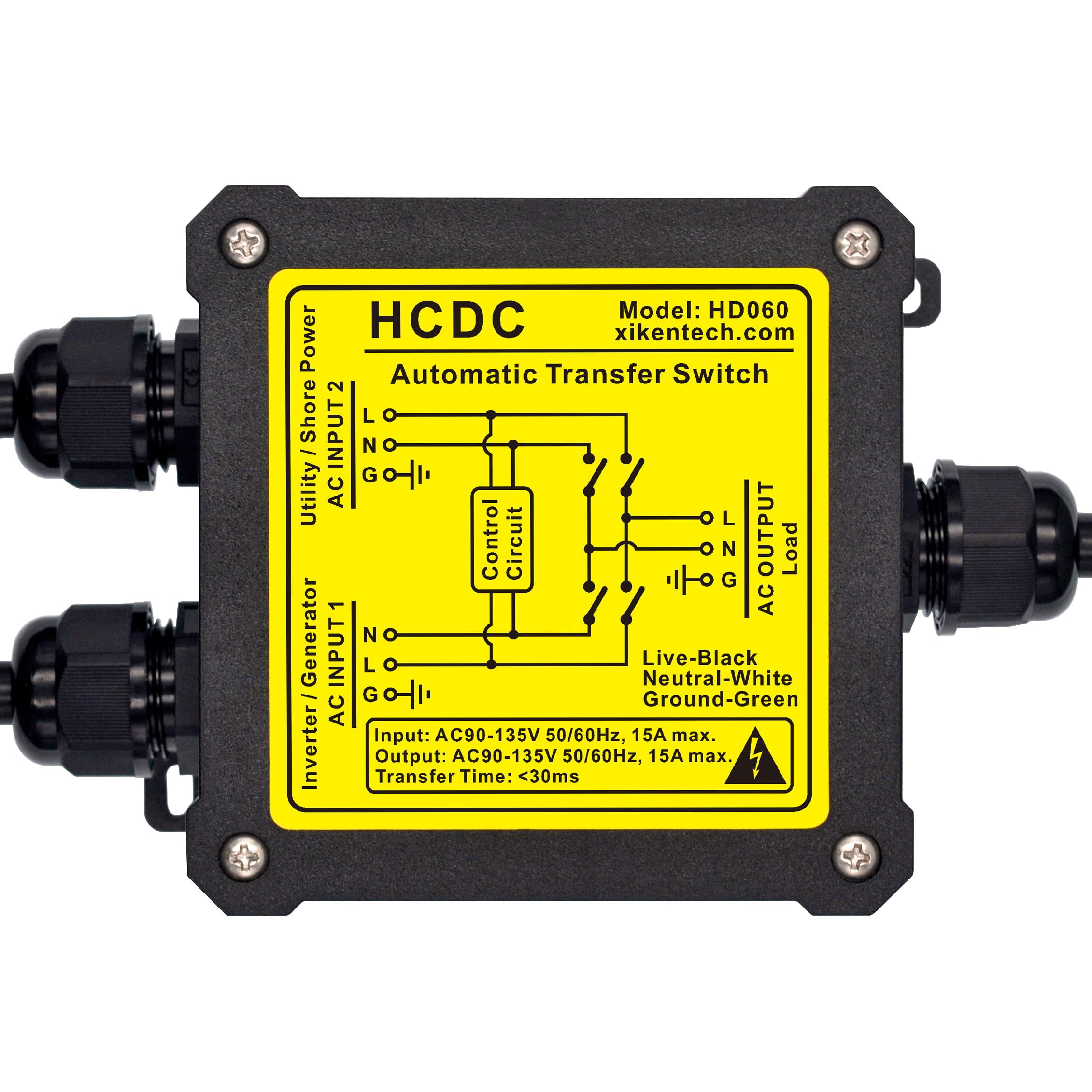 AC120V 15Amp Automatic Transfer Switch, ATS Auto Transfer Switch, HD060 ...