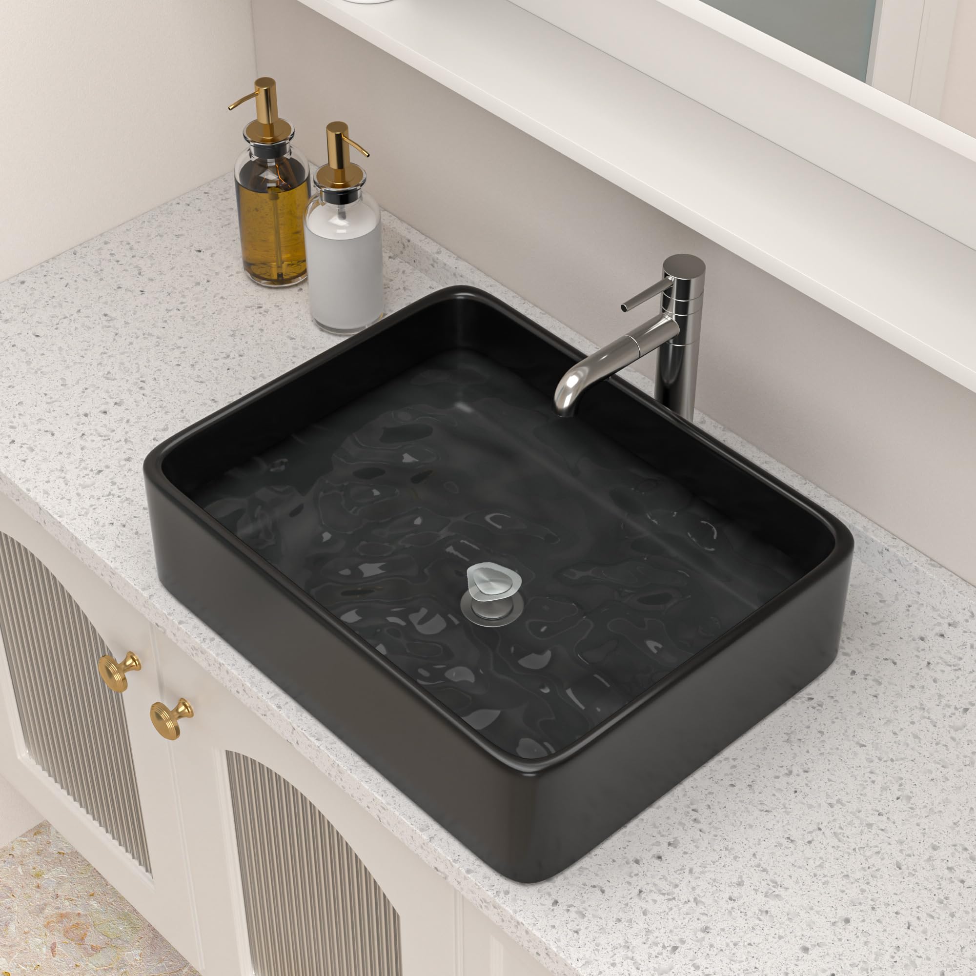 Snapklik.com : 19 Inch Black Bathroom Vessel Sink 19x15 Inch Large ...