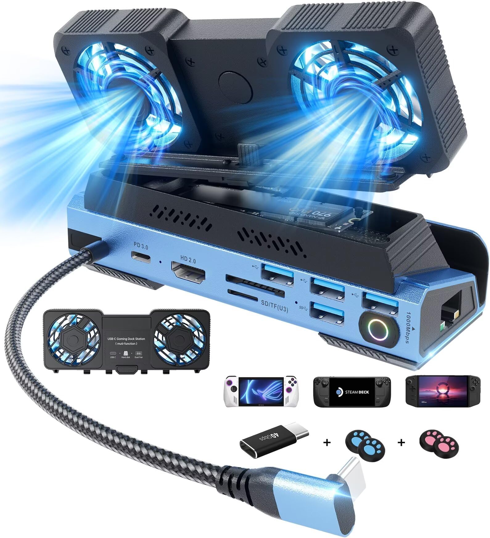 UGREEN Steam Deck Dock, 9-in-1 Docking Station, Adjustable and Foldable ...