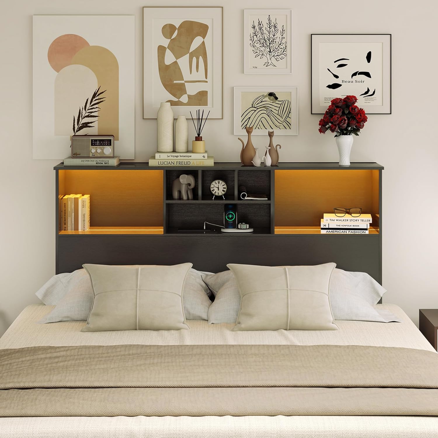 Amazon.com - YOUDENOVA Headboard for Queen Size Bed with LED Light ...