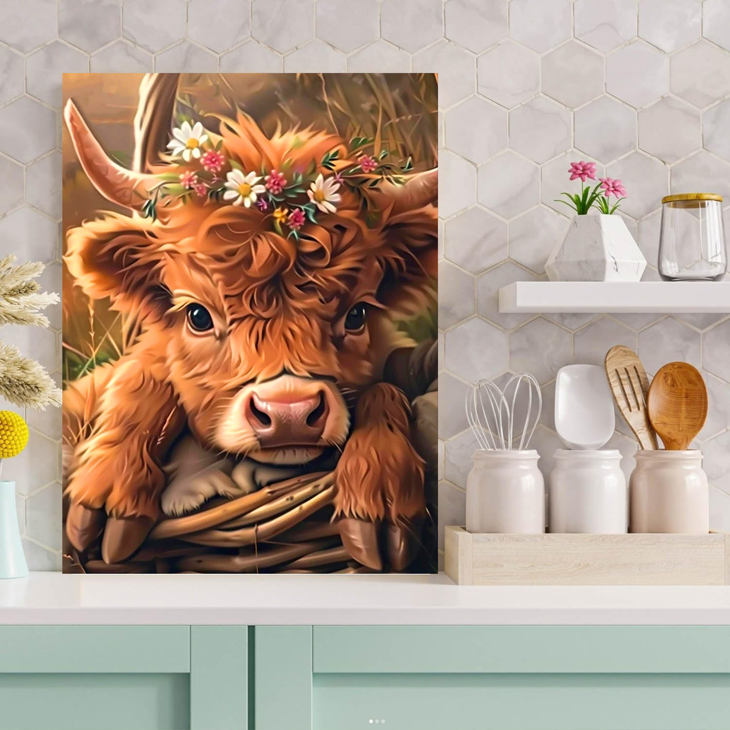Highland Mucca Diamond Painting By Numbers Kit Scottish Fluffy Mucca ...