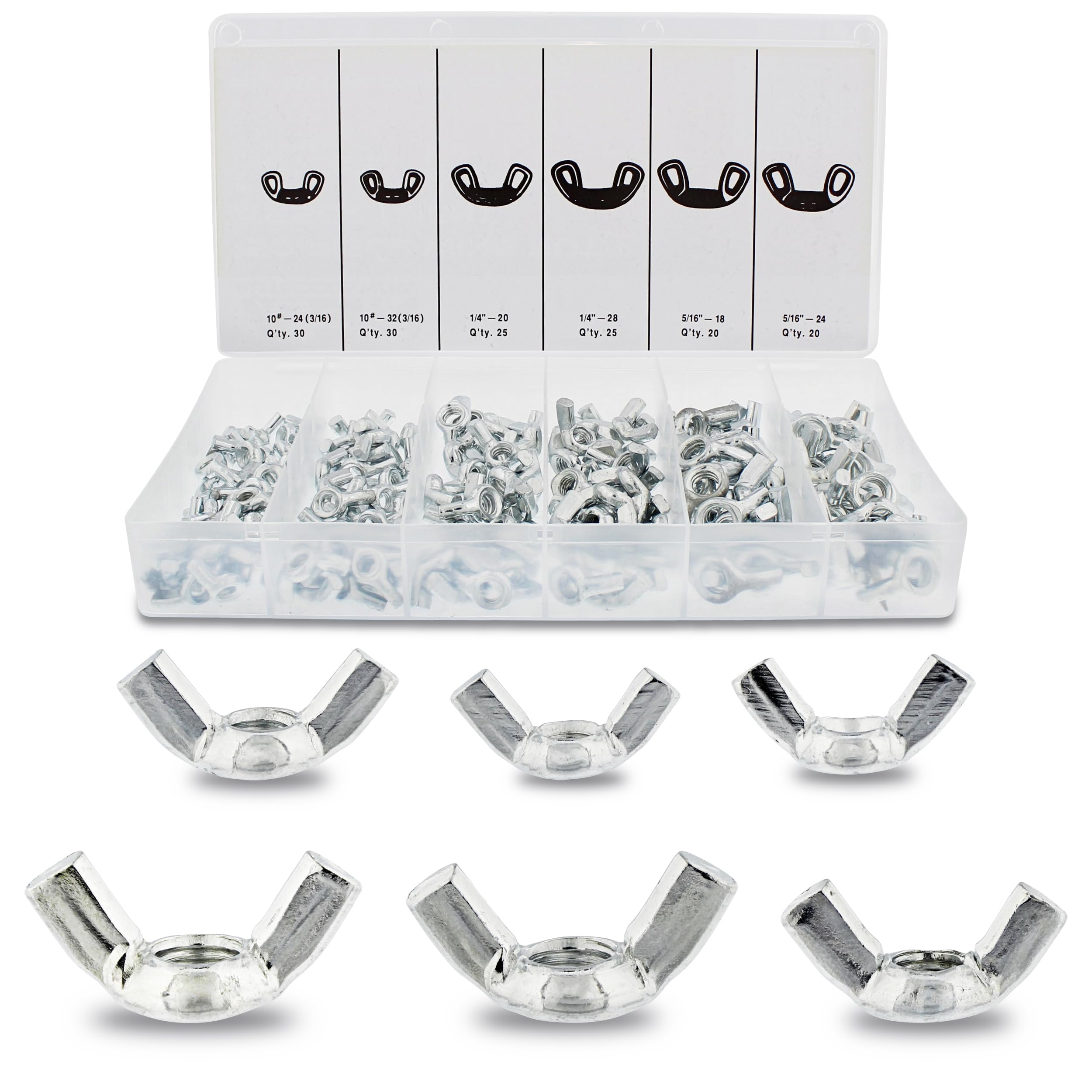 Snapklik.com : ABN Wing Nut Assortment Set - 150pc Standard SAE Steel ...