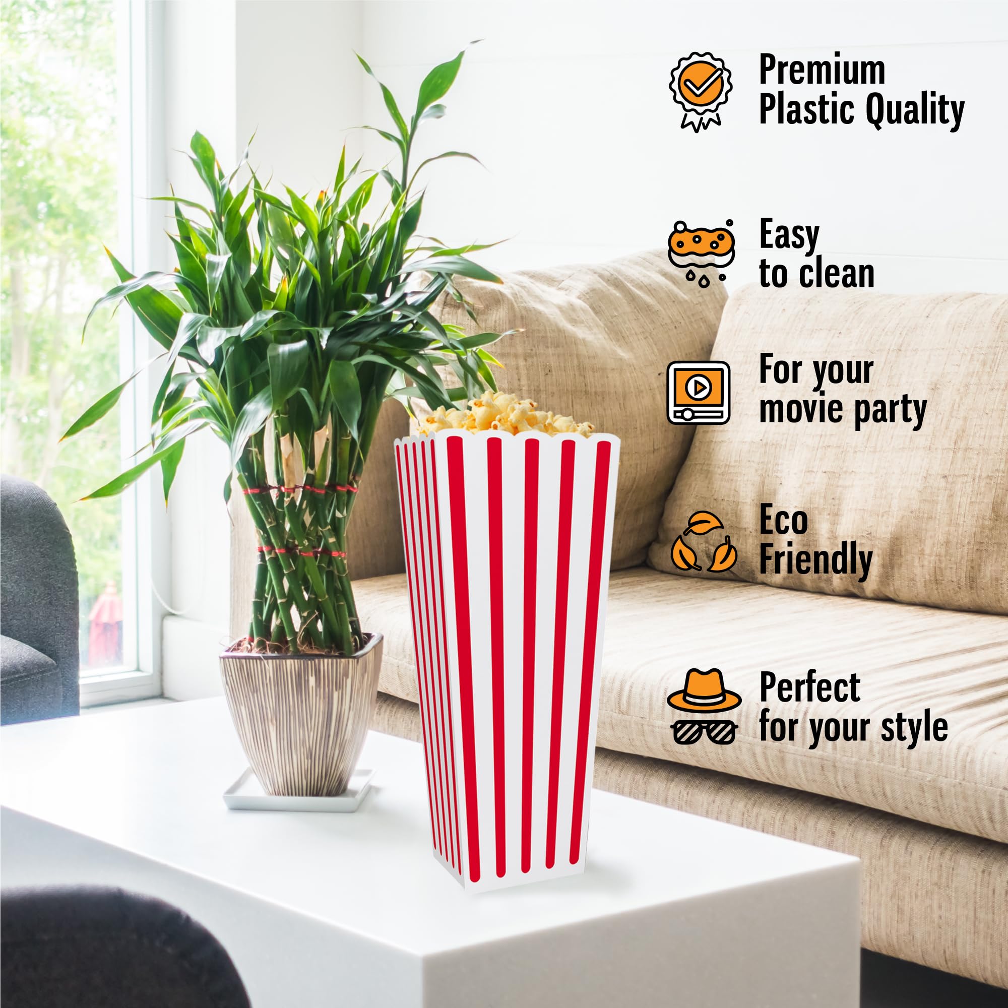 Popcorn Bucket 6 Plastic Popcorn Boxes - Reusable Cinema Movie Theater ...
