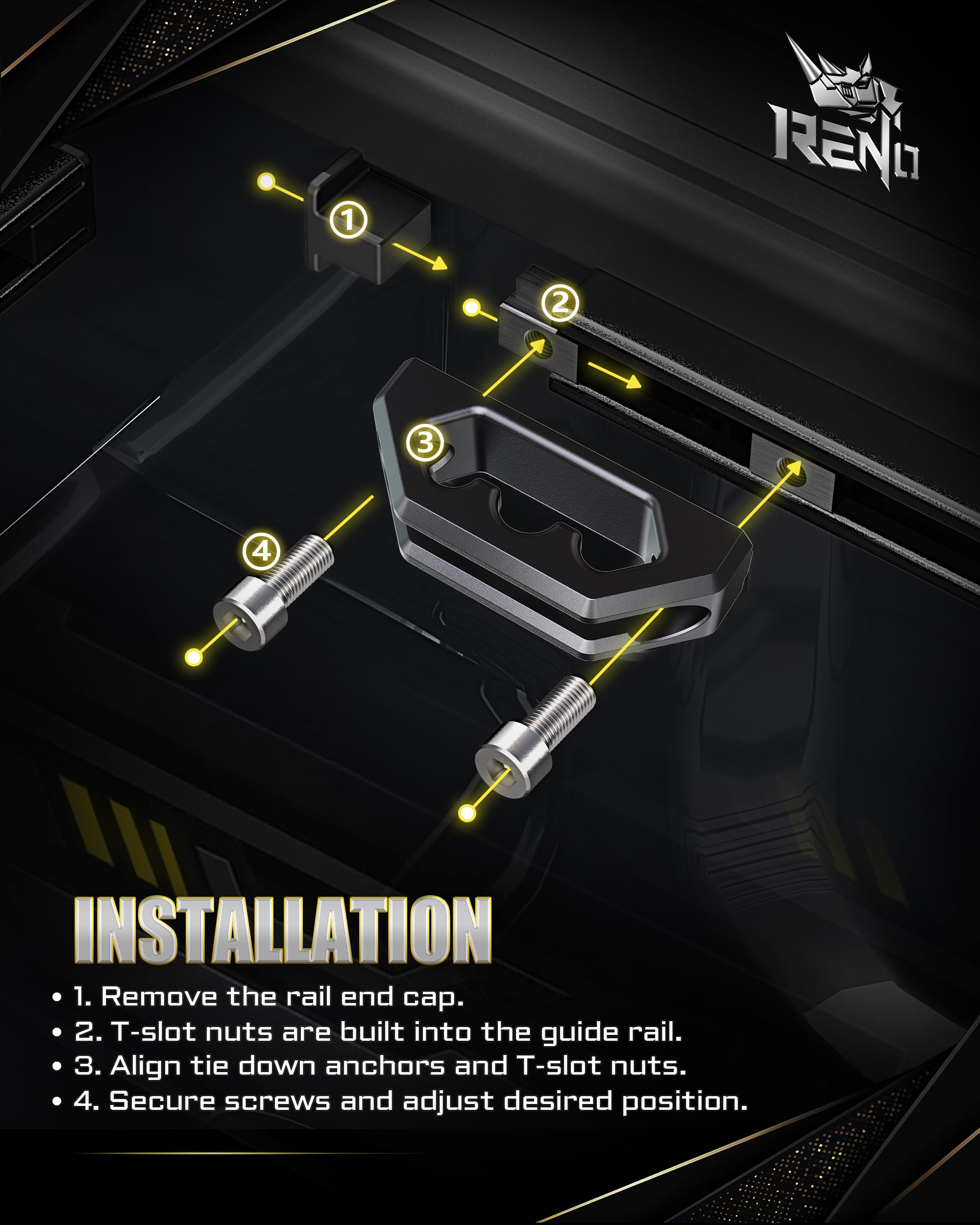 Snapklik.com : RENO Bed Rail Cleats, Aluminum Tie Down Anchors For ...