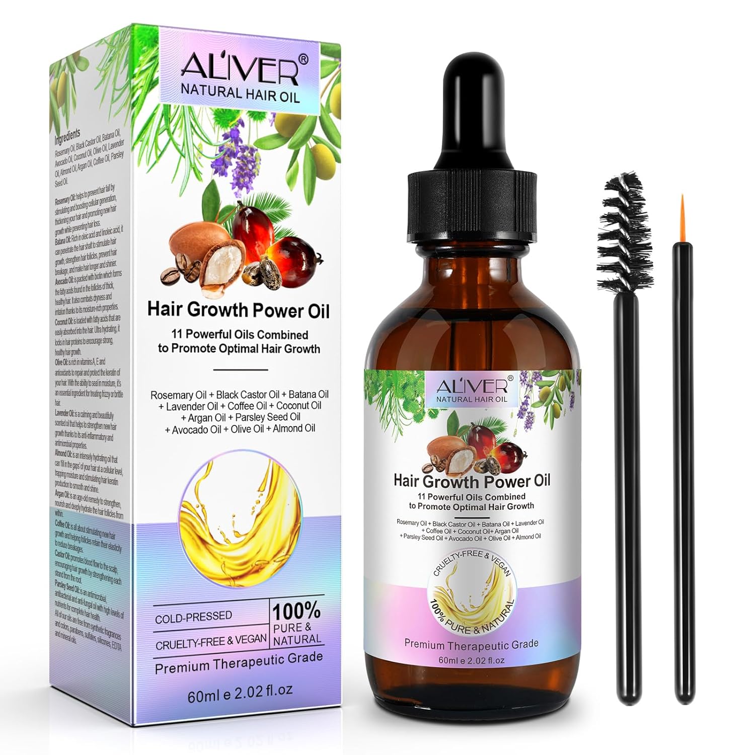 Amazon.com: Thrive Hair Growth Oil, 60ml Veganic Natural Blend, Powerful Combination for Thin ...