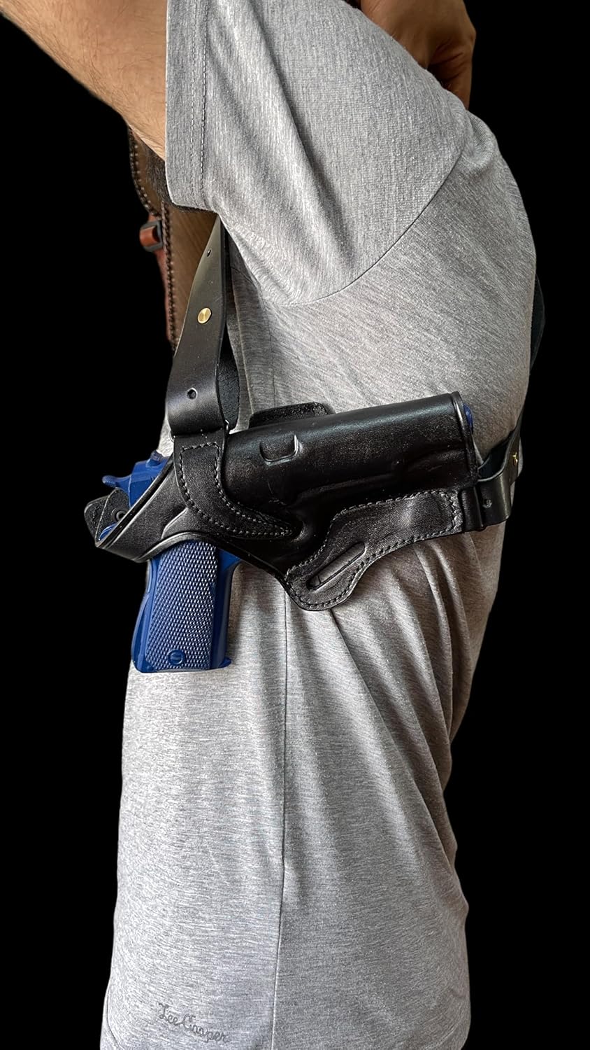 Amazon.com : K065 Leather Horizontal Shoulder Holster & Belt Holster ...