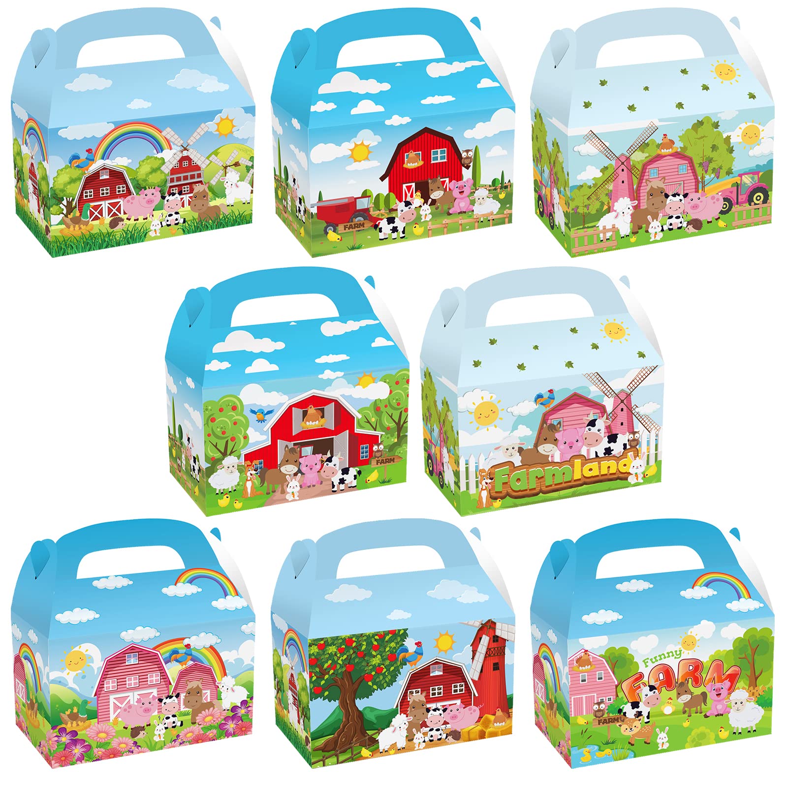 CIEOVO 24 Pack Farm Animals Party Goodie Gift Boxes, Farm Animals Paper ...