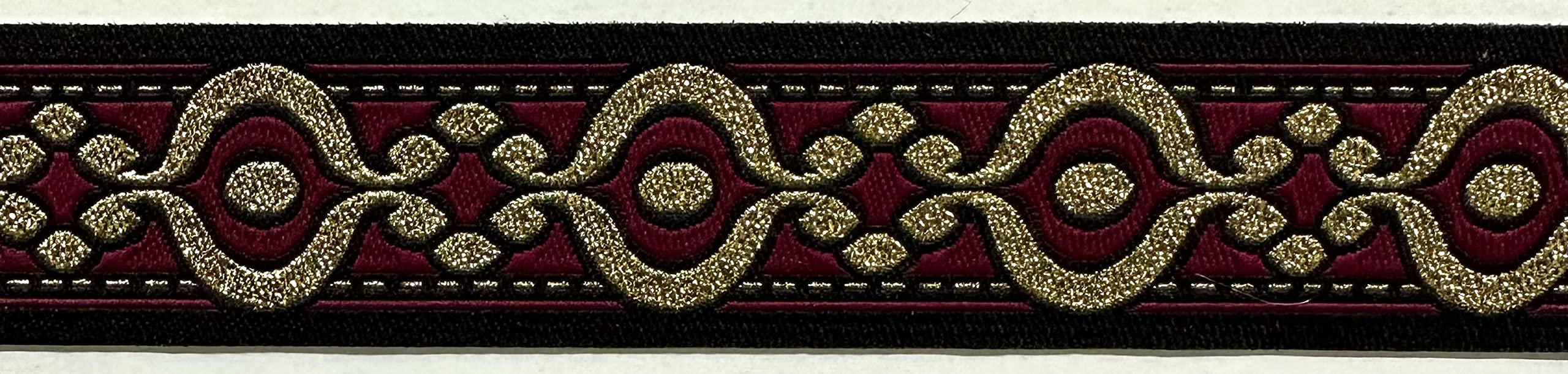 Amazon.com: 1" Jacquard Woven Metallic Ribbon Trim - 9 Yards! (Burgundy ...
