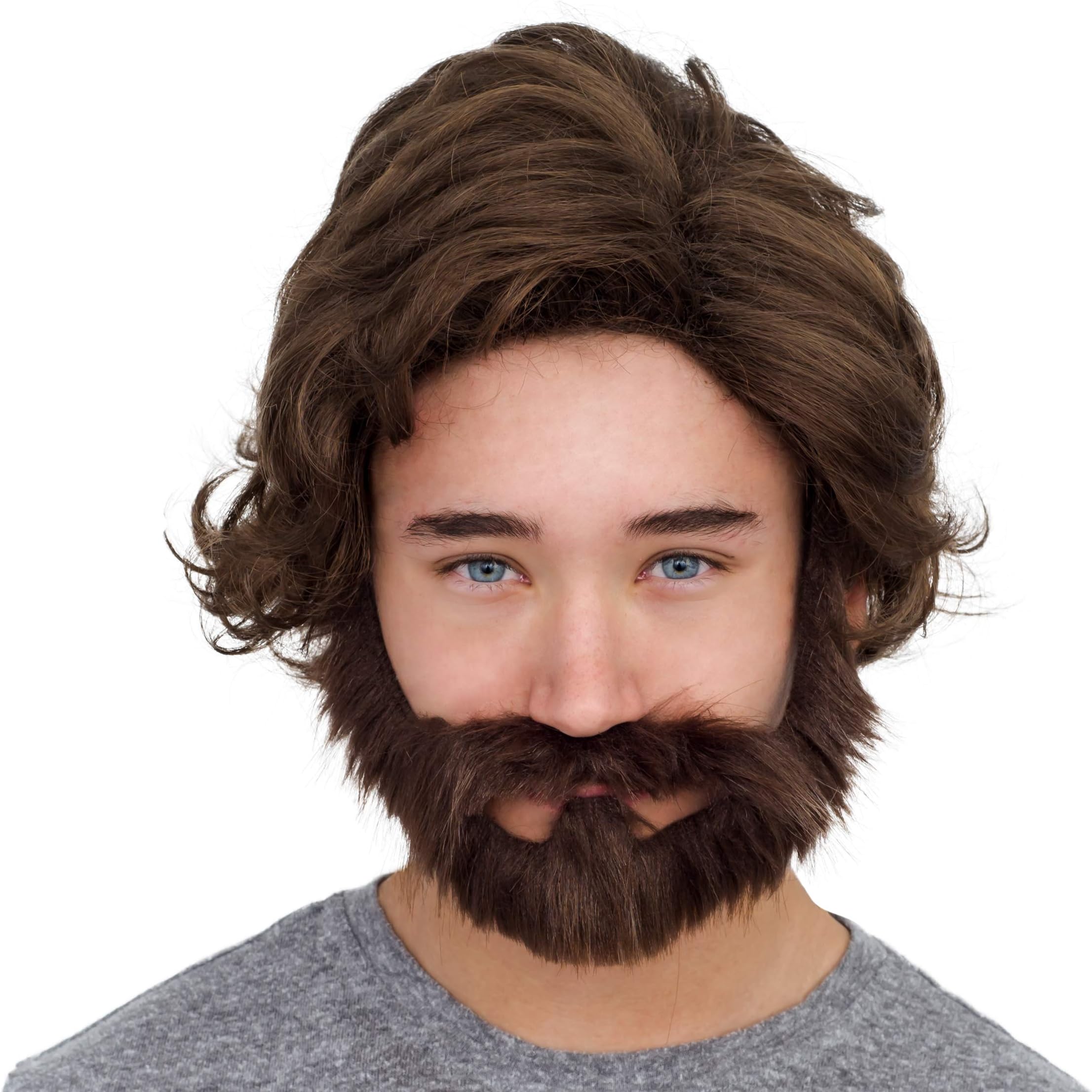 Amazon.com: QACCF Mens Short Brown Curly Side Bang Shaggy Costume ...