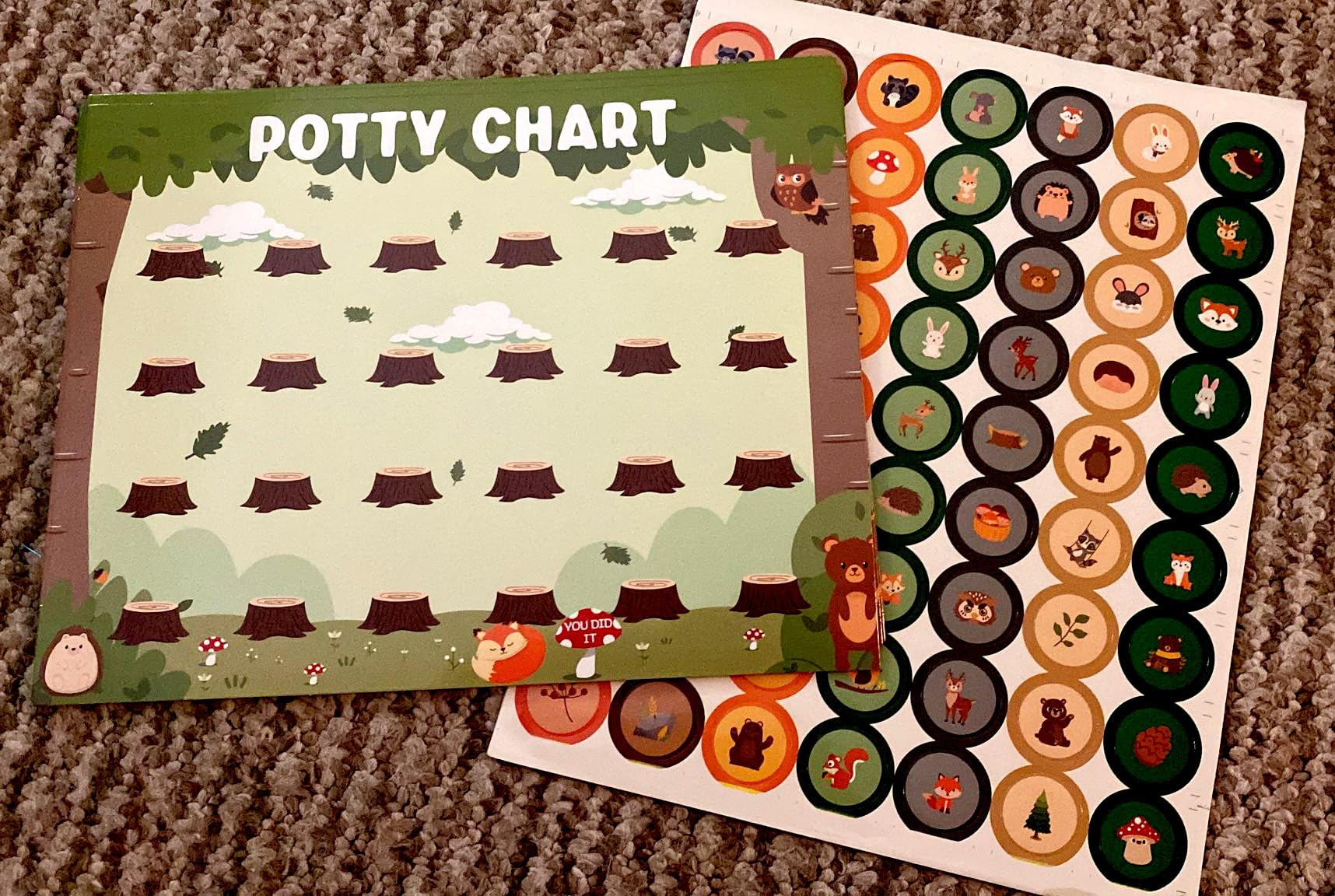 GROBRO7 15Pcs Woodland Animals Potty Training Reward Chart with ...