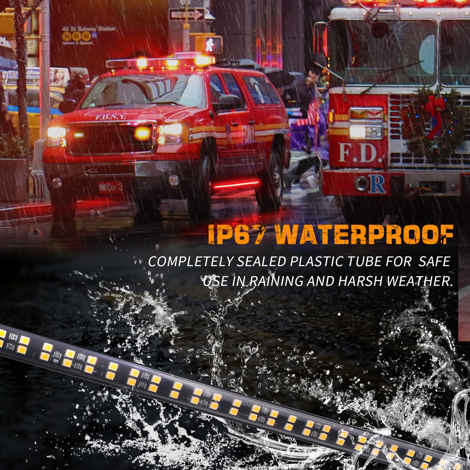 Snapklik.com : 2PCS 60 Inch Red Emergency Lights Strip 720 LED Running ...