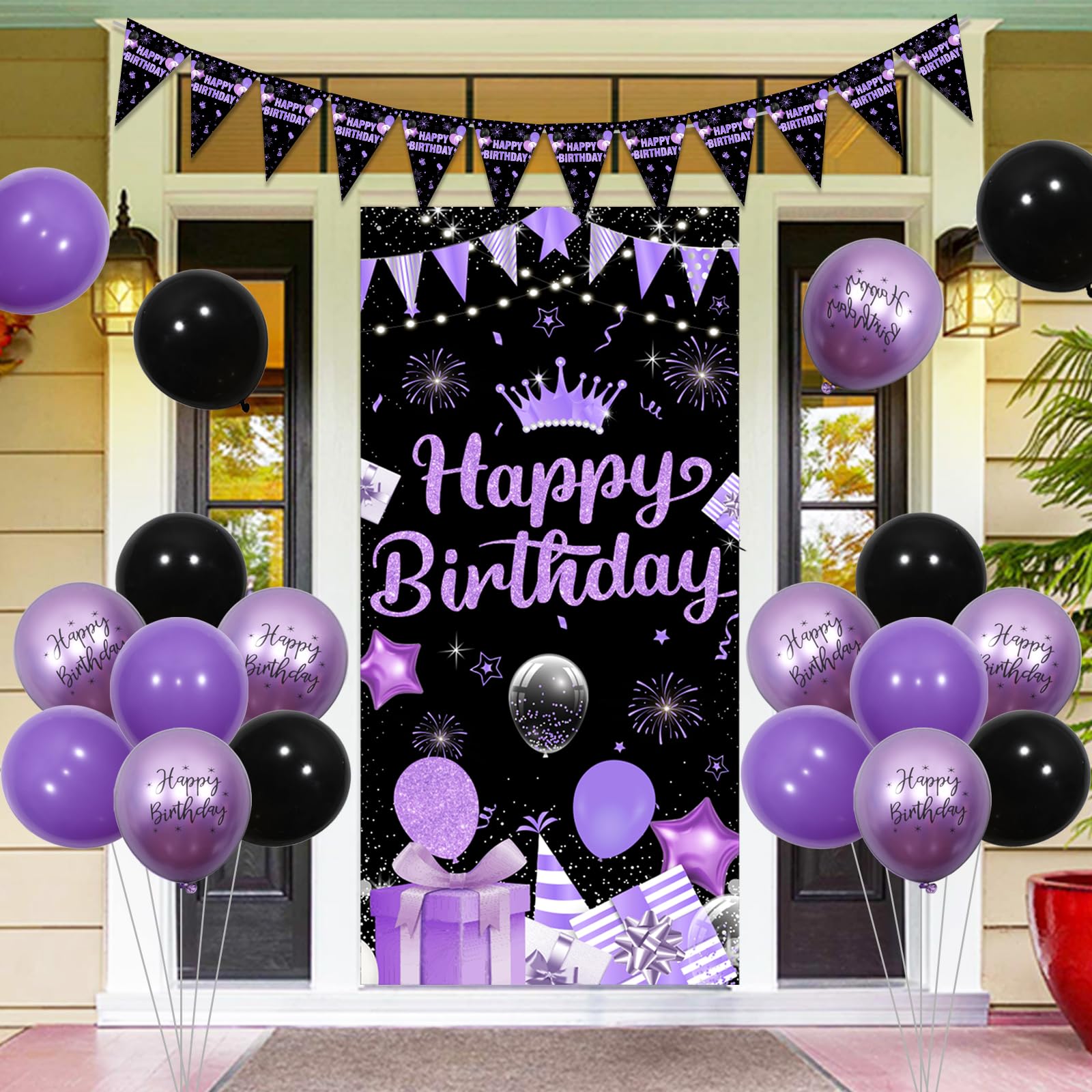 Purple Happy Birthday Banner