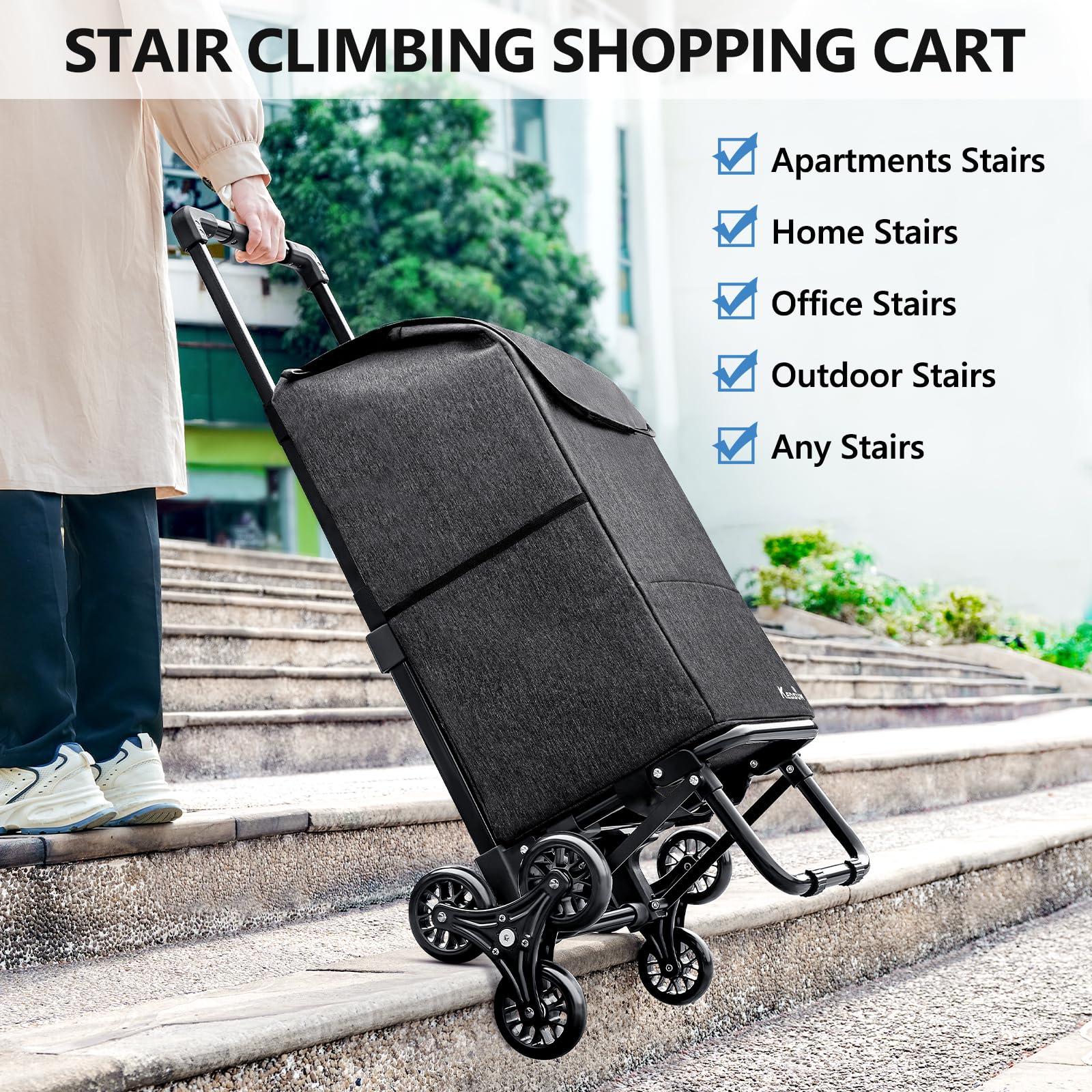 Snapklik.com : KEDSUM 2 In 1 Grocery Cart On Wheels For Stairs, 60L ...