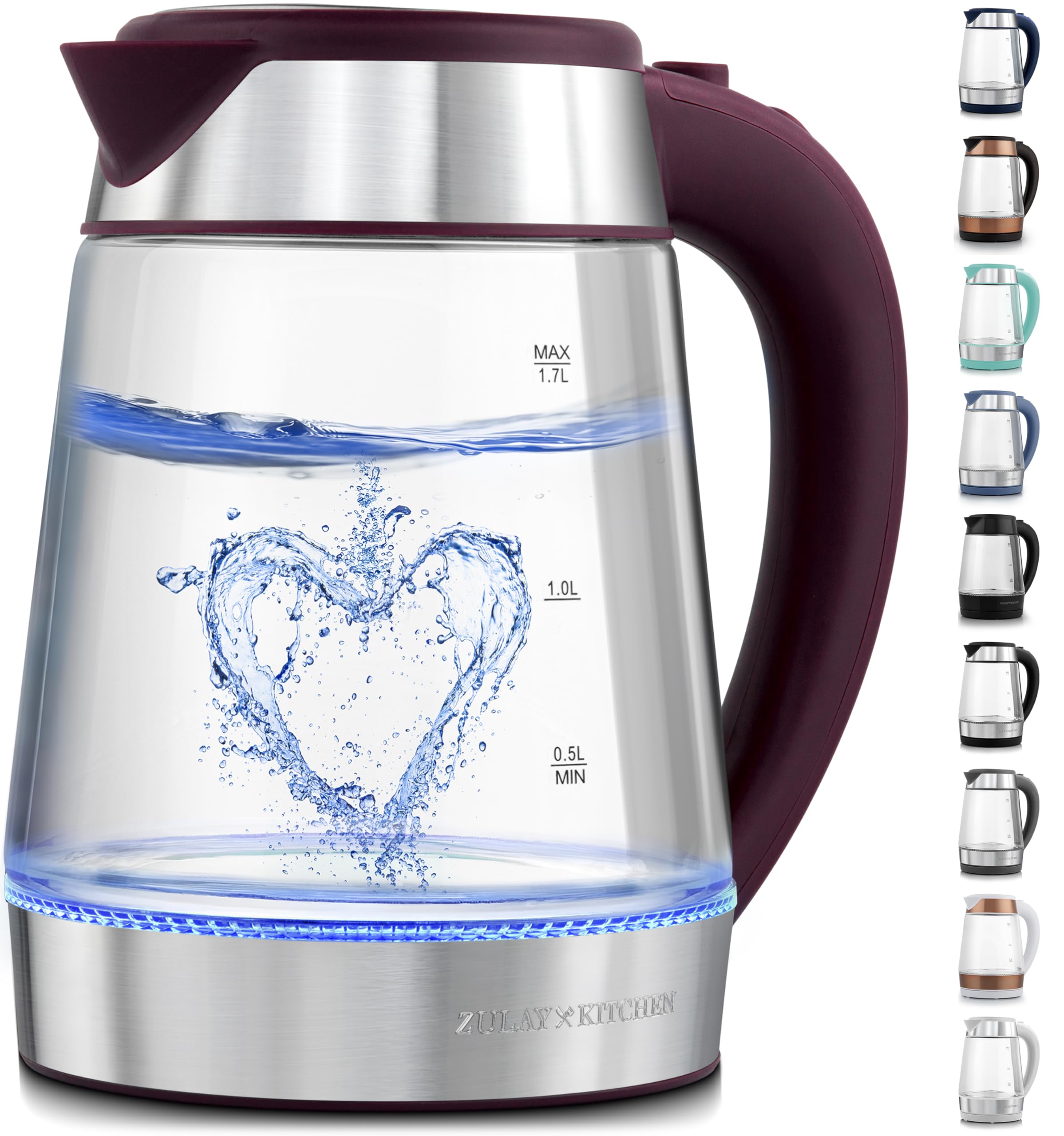 Amazon.com: Zulay Kitchen Fast-Boiling Electric Kettle - 1.7L Hot Water ...