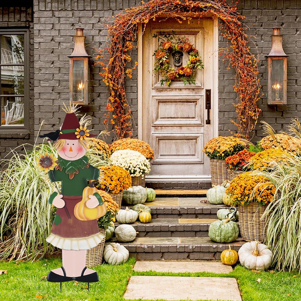 Snapklik.com : YEAHOME Outdoor Fall Decor, Metal Girl Scarecrow Garden ...