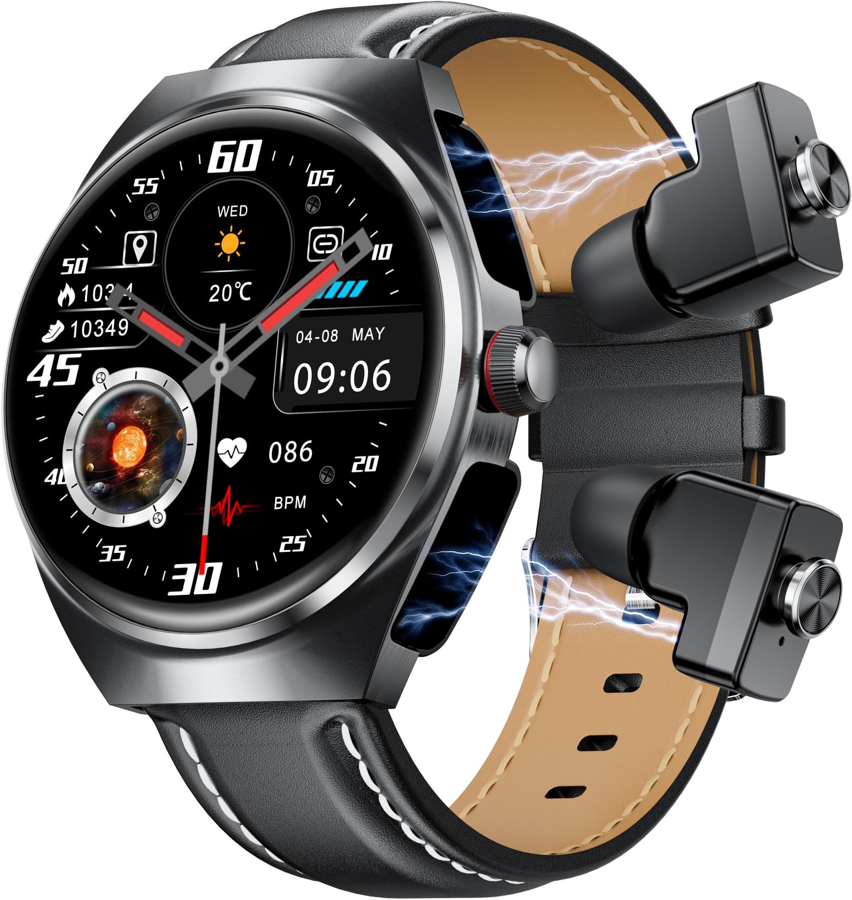 Amazon.com: ATEVIX Smart Watch with Earbuds for Android iPhone,Round 1. ...