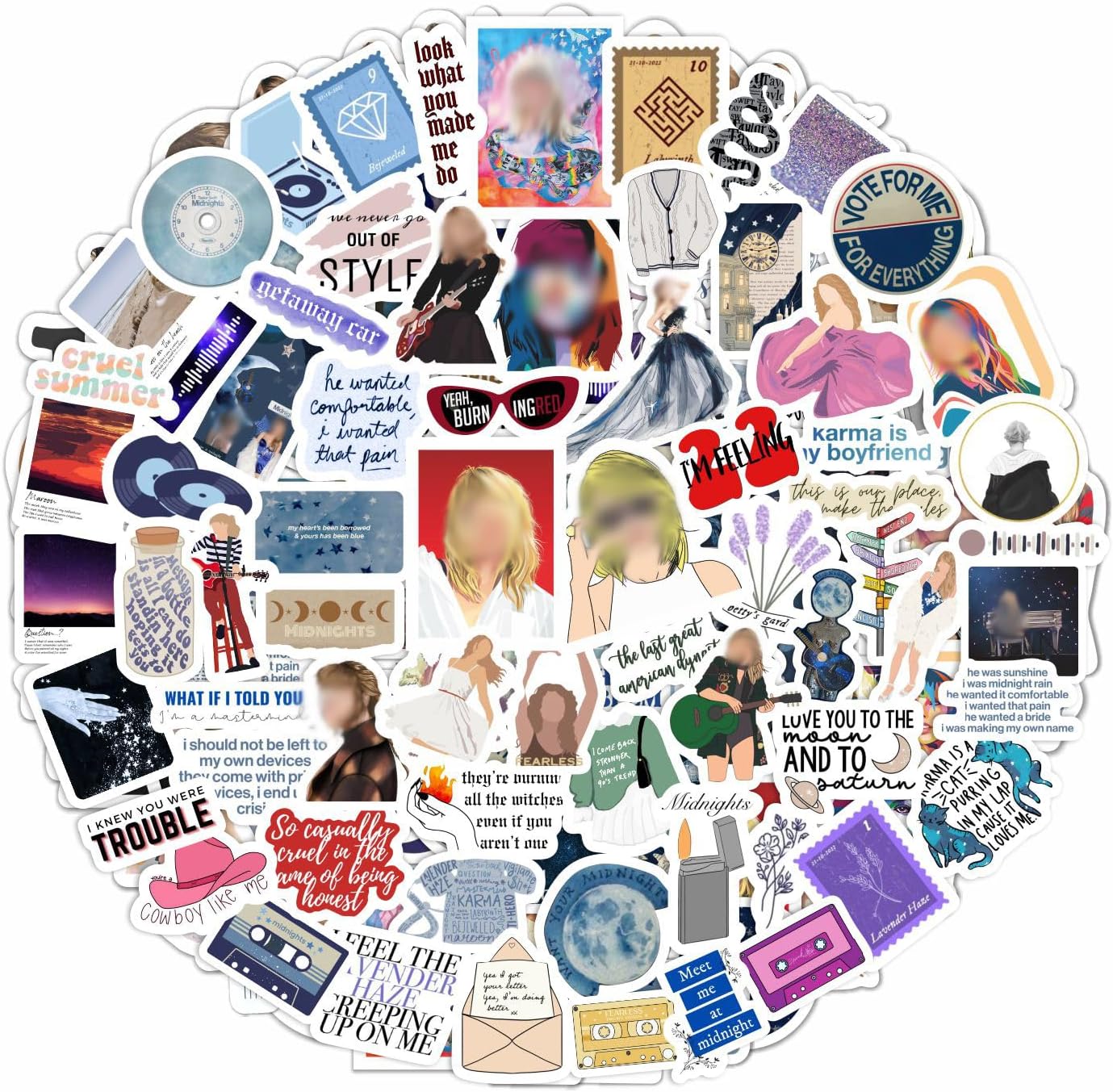BulbaCraft 151Pcs Pop Country Singer Stickers - Midnights and All ...