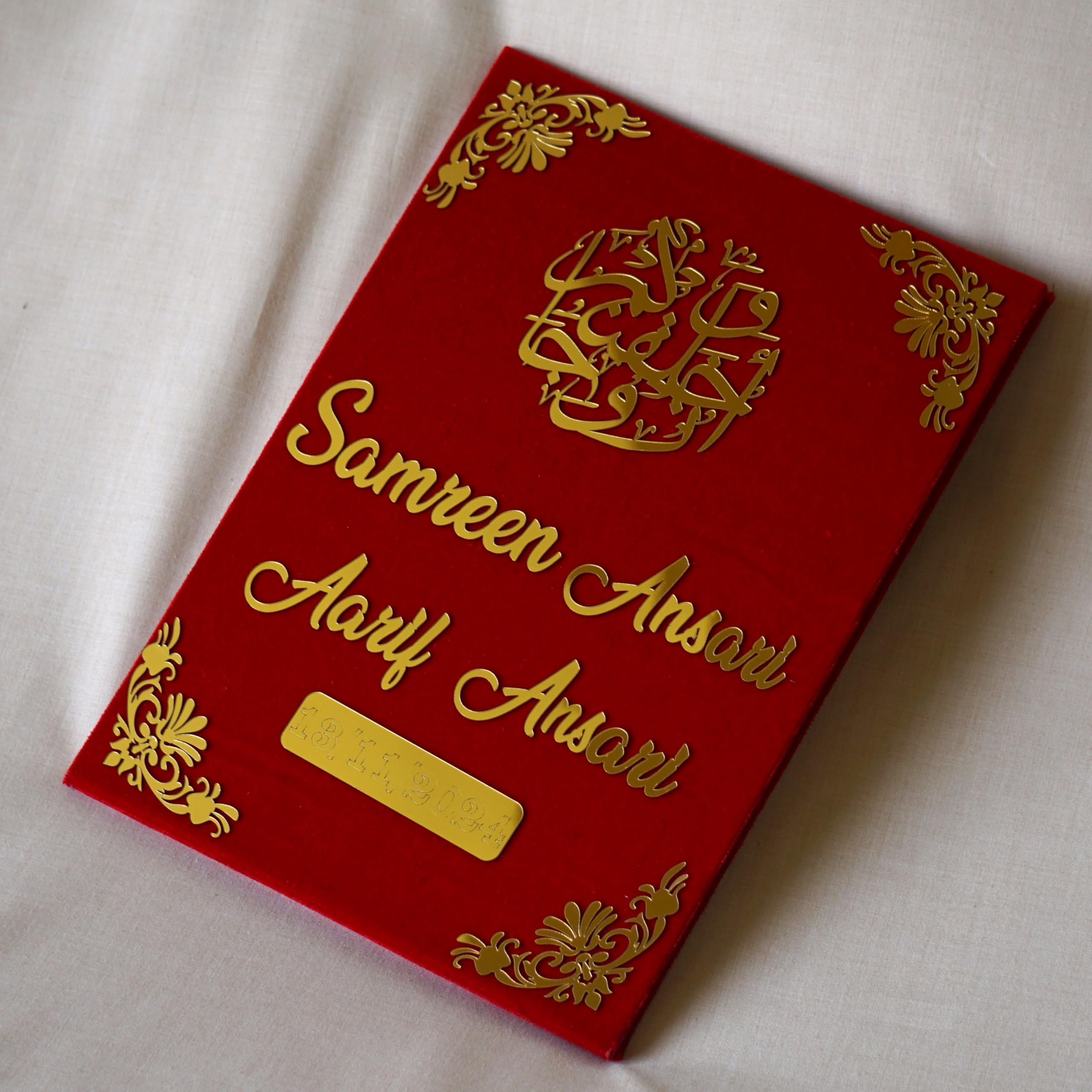 Qalb Acrylic Personalized Nikah Nama Booklet | Nikah Nama Certificate ...