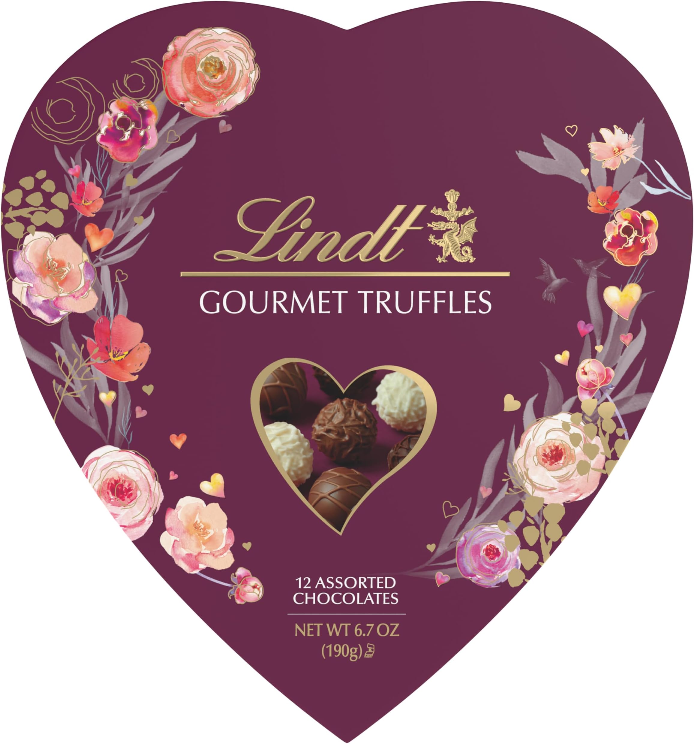 Amazon.com: Lindt Valentine's Gourmet Truffles Assorted Chocolate Candy ...