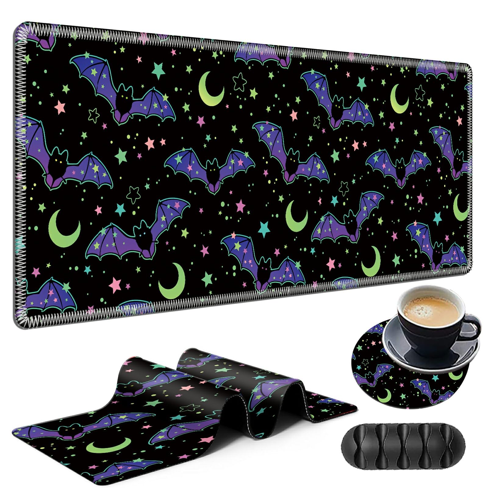 Amazon.com: Large Gaming Mouse Pad Plus a Coasters + Cable Clips ...